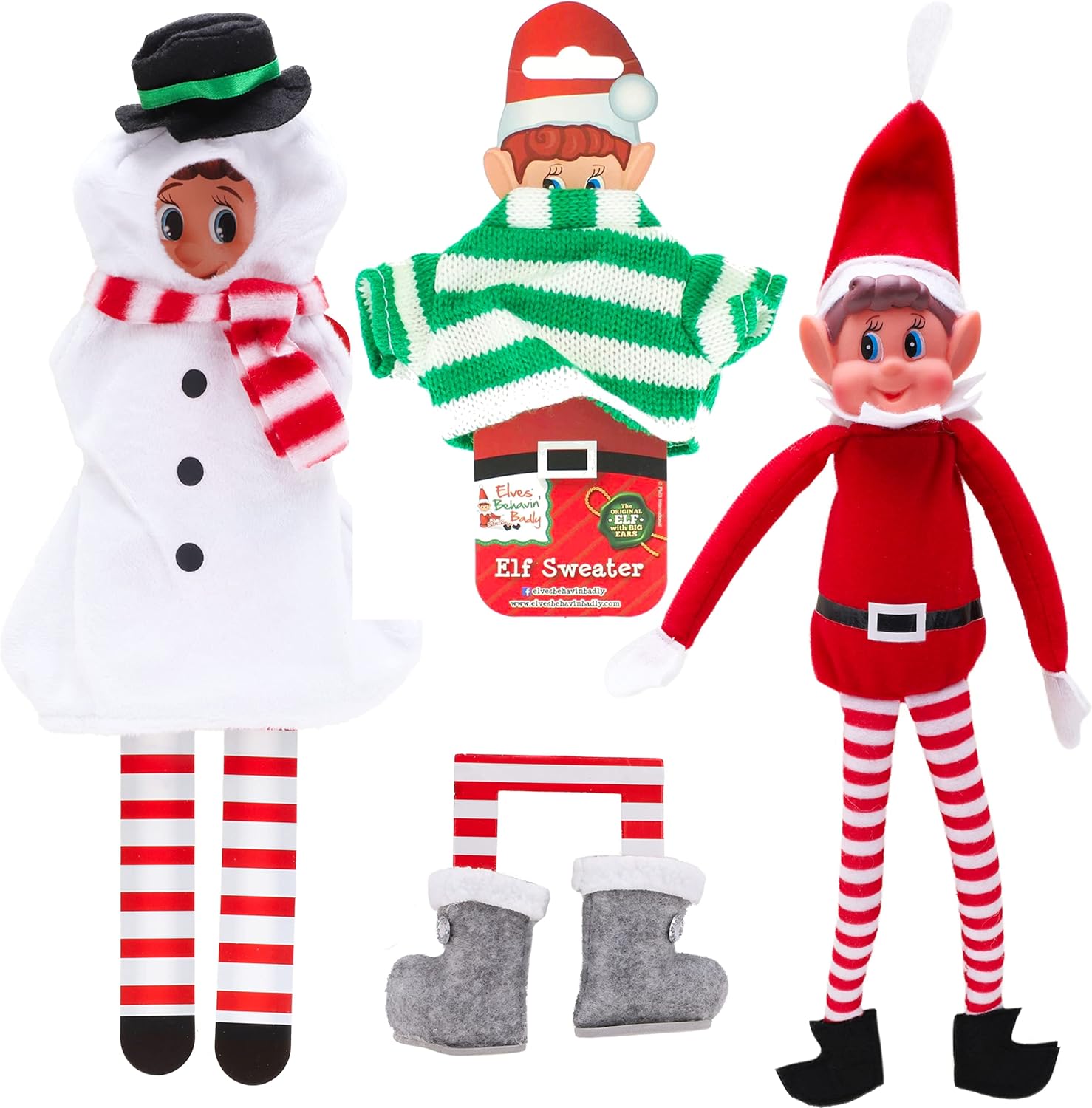 Elves Behavin' Badly Bundle - Boy Elf with Snowman Outfit, Jumper and ...