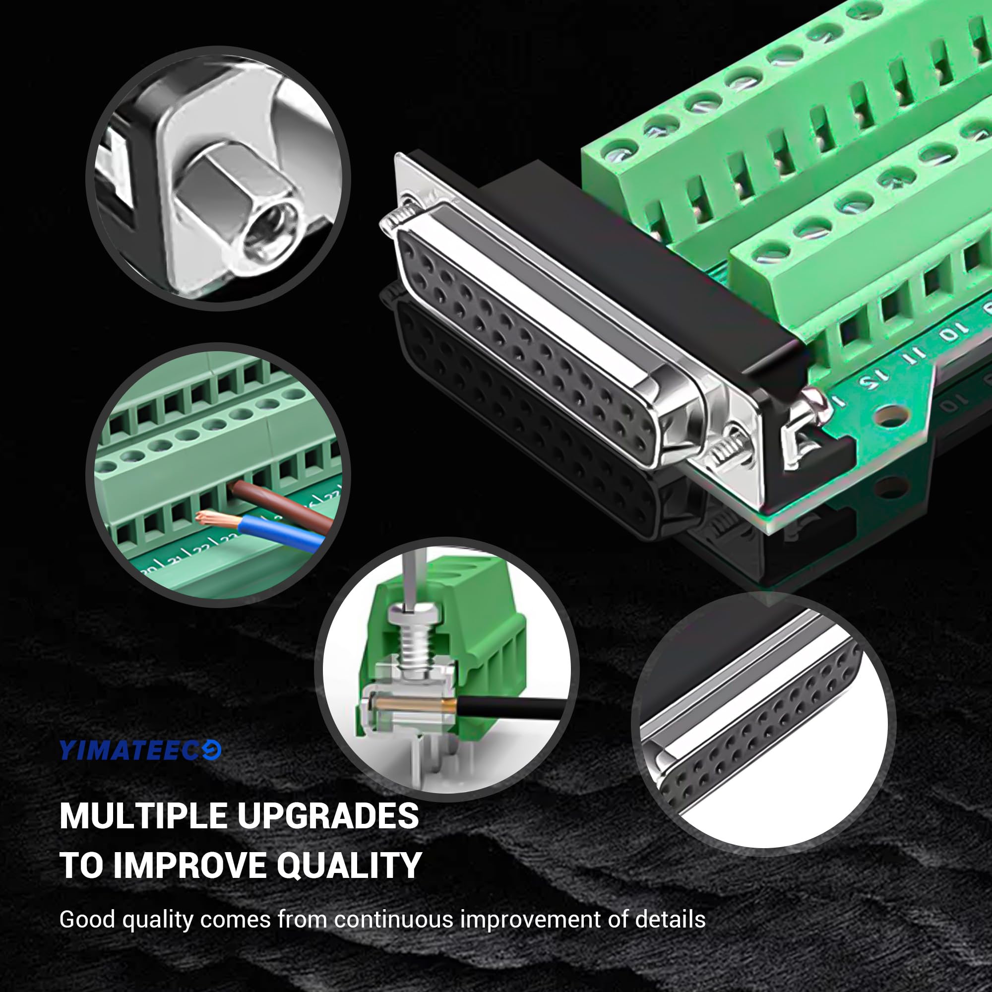 YIMATEECO DB25 Breakout Board, DB25 Female Adapter D-USB RS-232 Serial ...