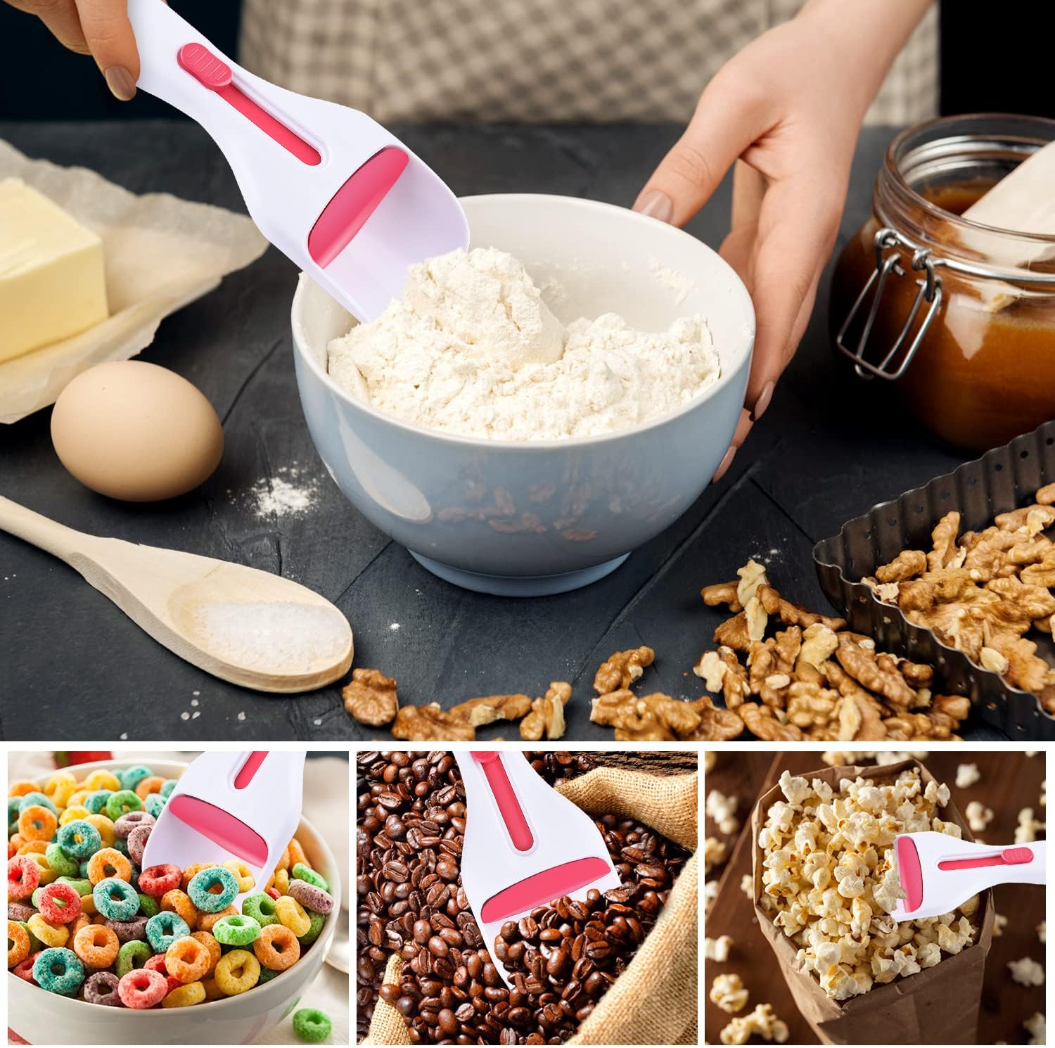 Pack of 2 Cake Batter Distribution Scoop, Scoop with Silicone Plunger ...