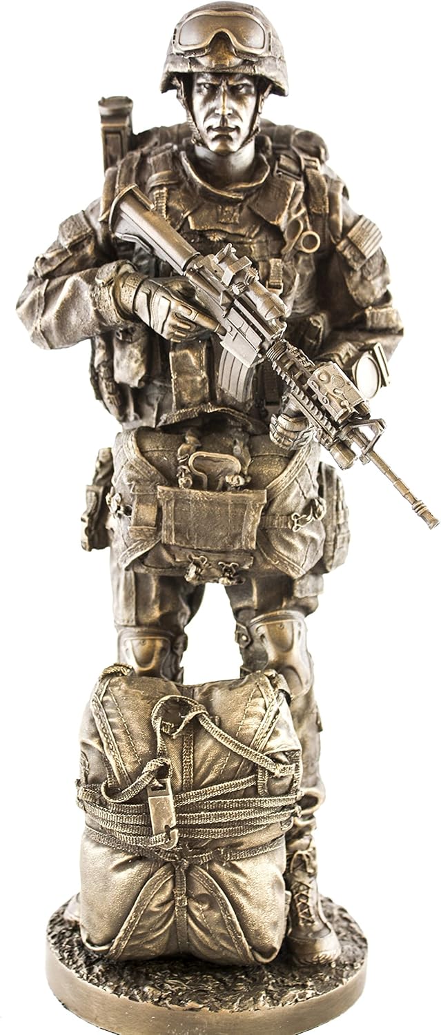 Paratrooper 13" Bronzed Resin Military Statue 8087 Modern Era ...