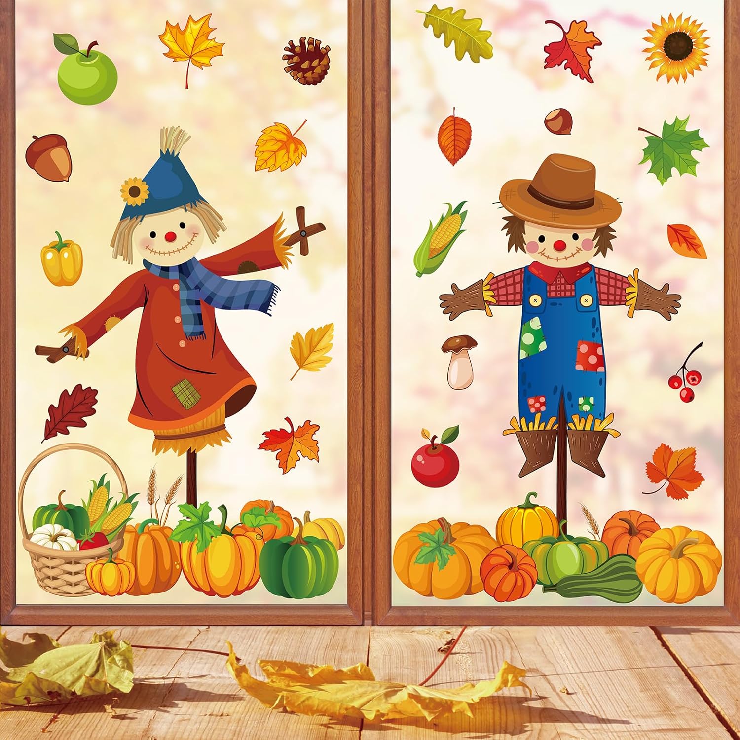 Amazon.com: JarThenaAMCS 4 Sheet Fall Window Clings Cartoon Men and ...