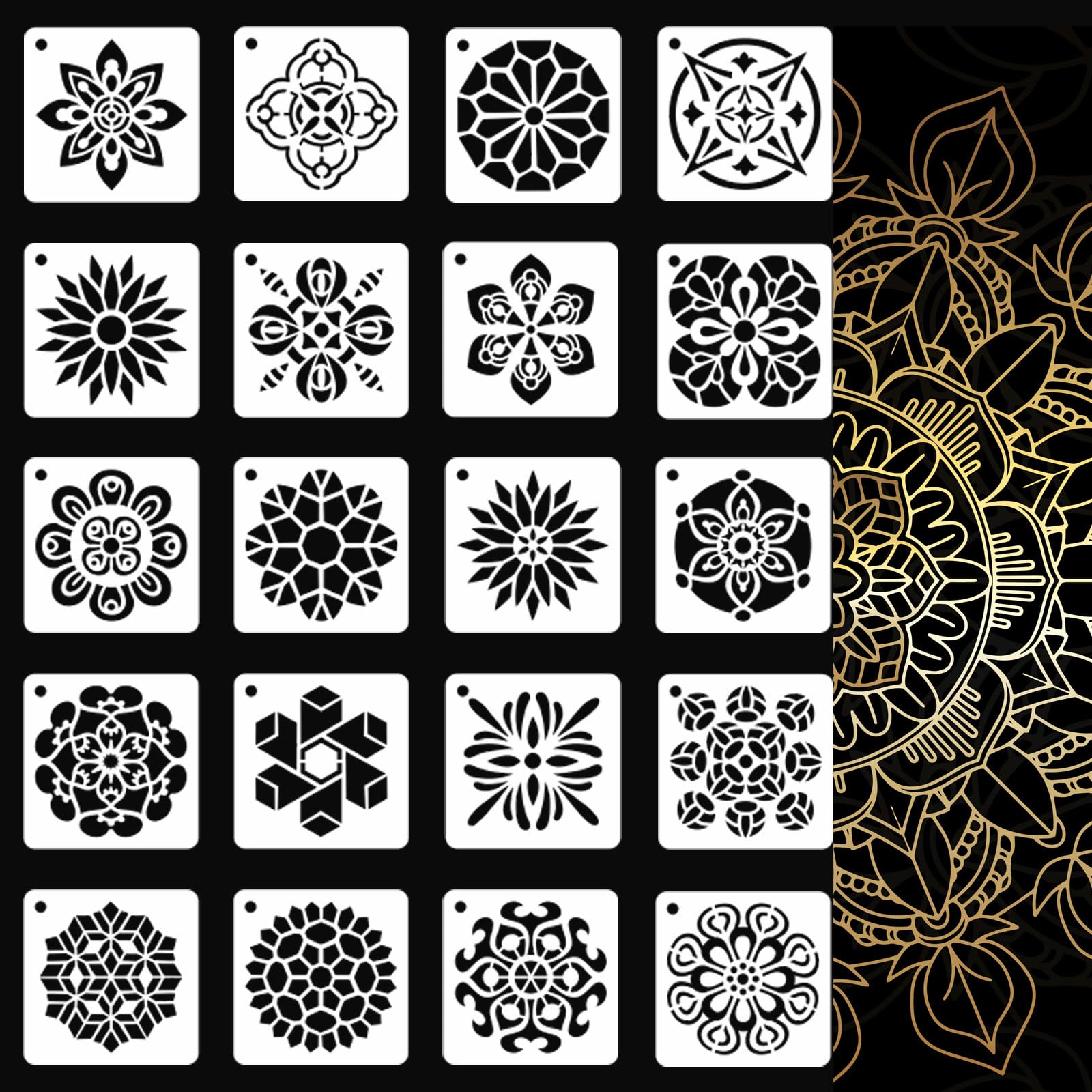 Amazon.com : Mandala Stencils for Painting, 20PCS 3 Inch Plastic Small ...