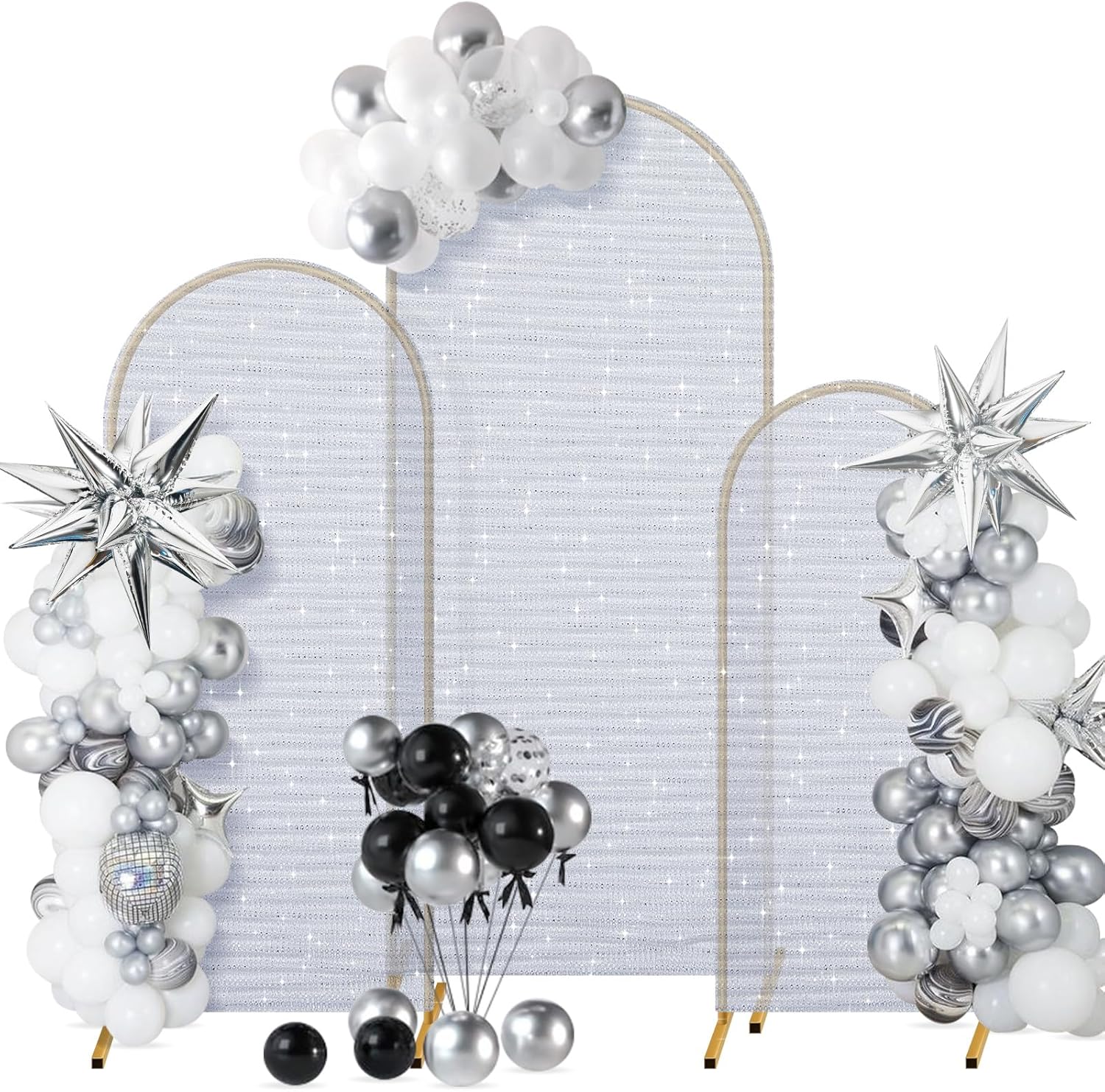 Amazon.com : Buryeah 3 Pcs Translucent Shiny Wedding Sparkly Backdrop ...