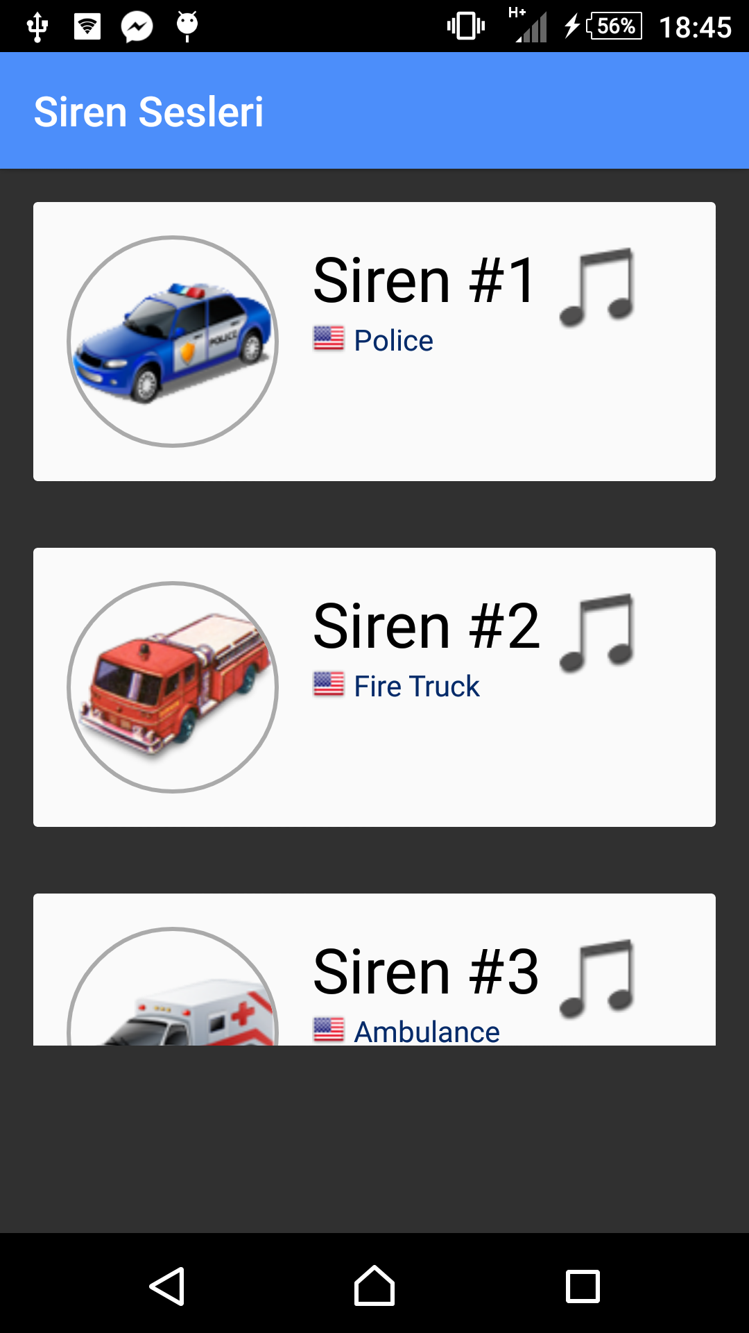Aplicación Siren Sounds Effect en Amazon Appstore