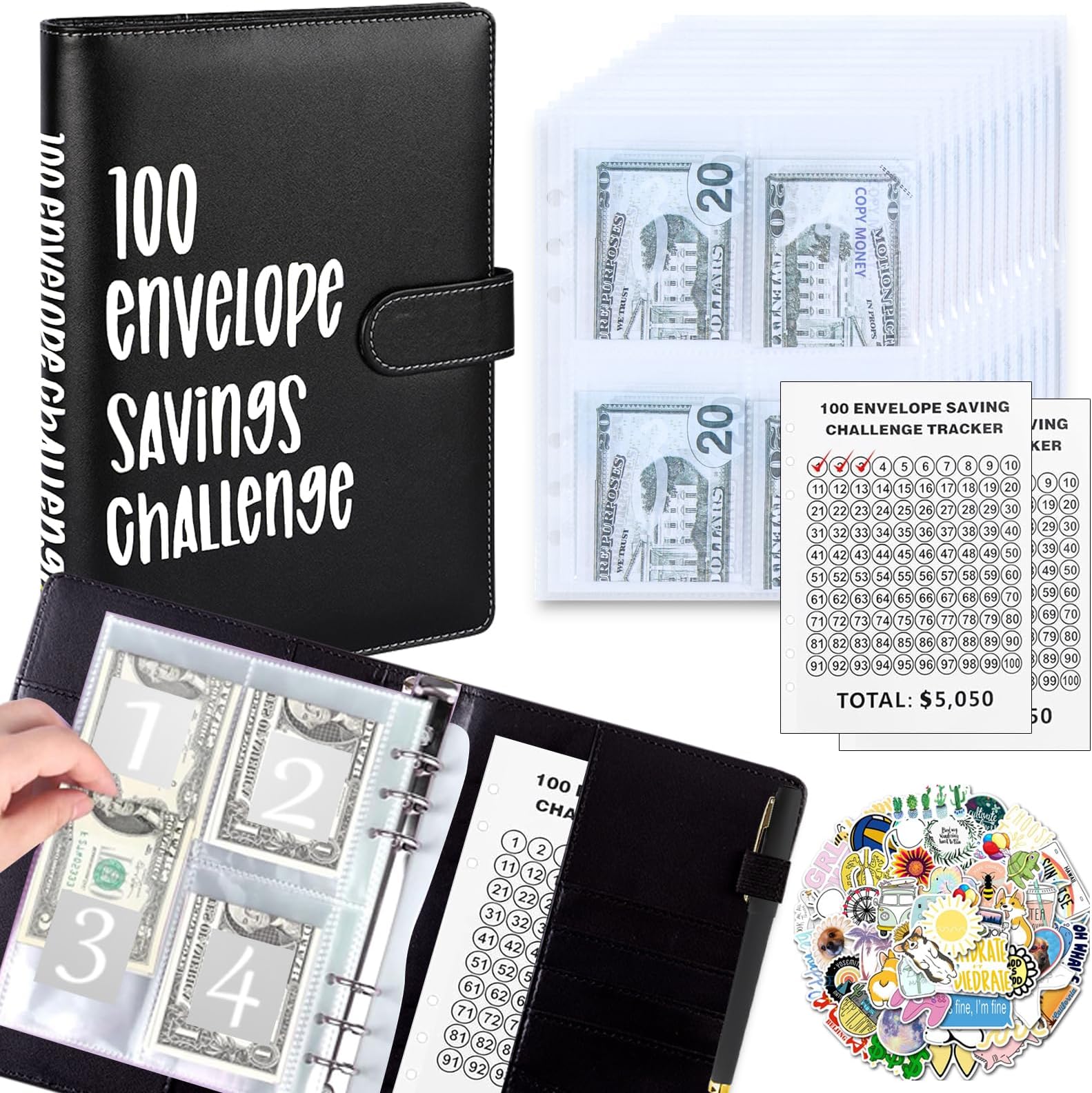 Amazon.com : XLSXEXCL 100 Day Savings Challenge Binder, Envelope ...