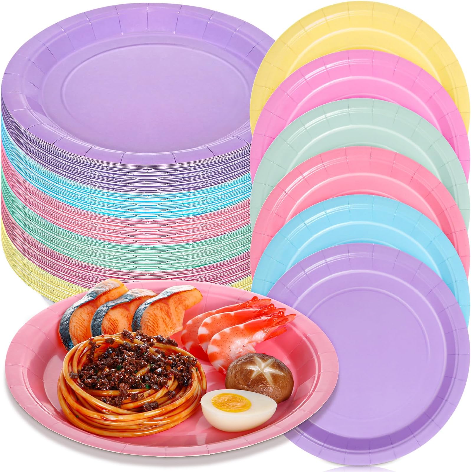 Amazon.com | Pasimy 120 Pcs Colorful Paper Plates Rainbow Paper Dinner ...