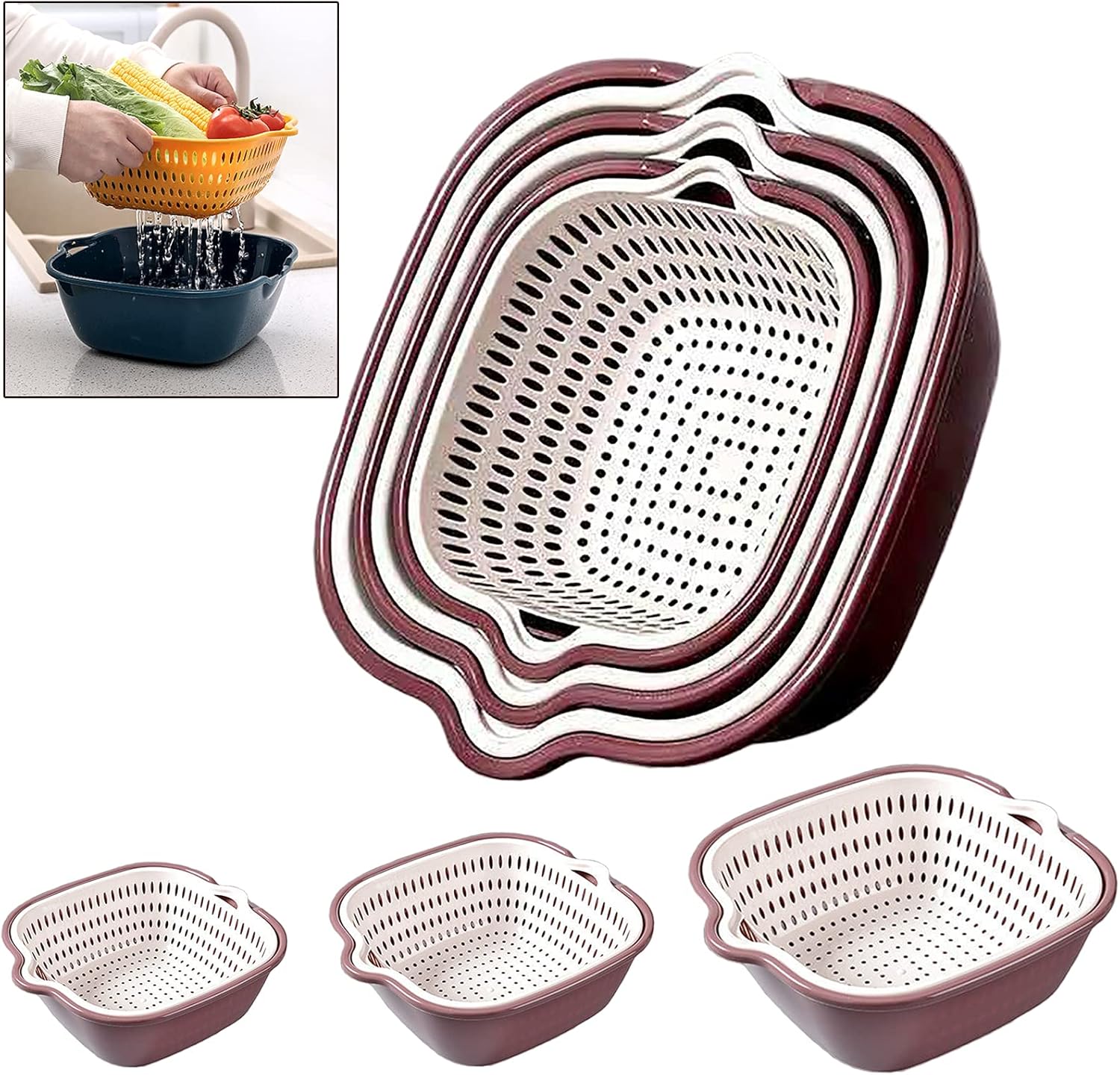 Amazon.com: Z23Z 6PCS Double Layered Drain Basin and Basket,Kitchen ...