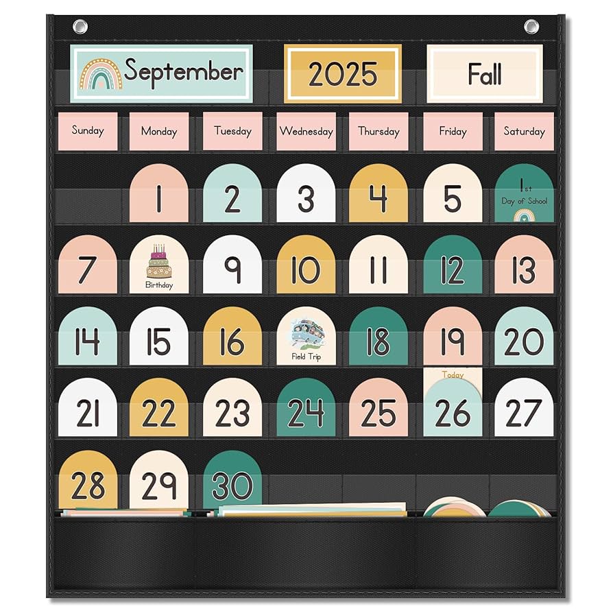 Calendar Whiteboard For Wall Classroom Calendar Pocket Chart Cards ...