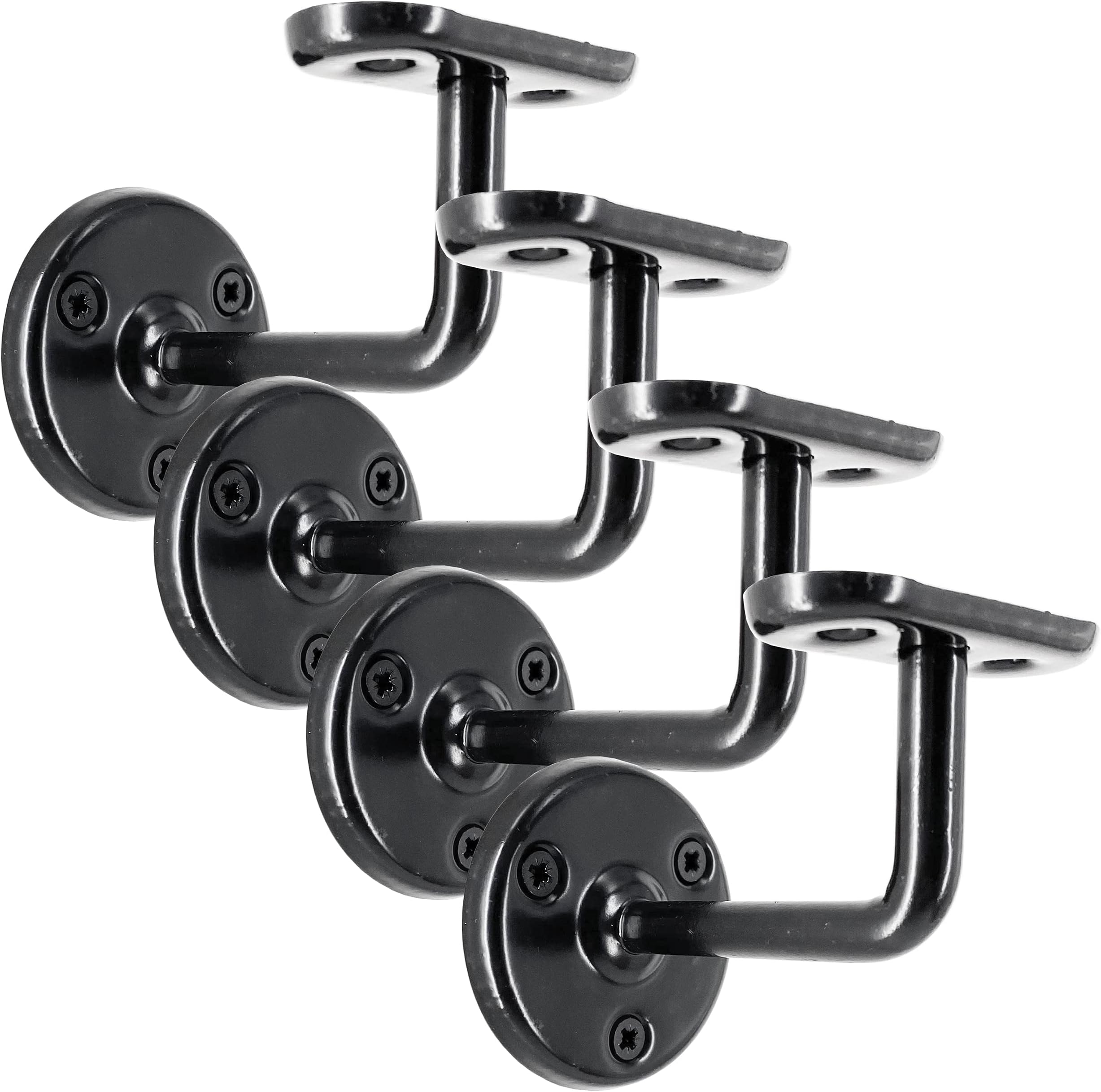 5X Cast Iron Handrail Brackets + Screws - Heavy Duty Black Bannister ...