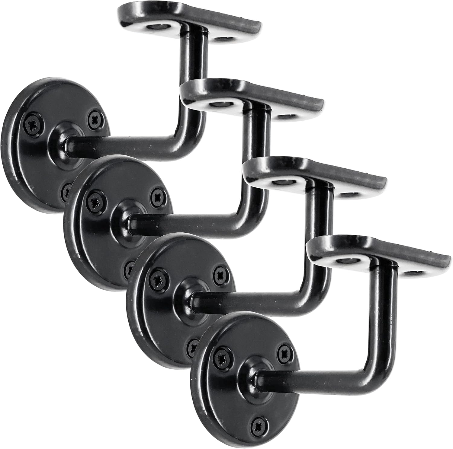 IRONTITE 4X Black Handrail Brackets, Heavy Duty Banister Rail Brackets ...