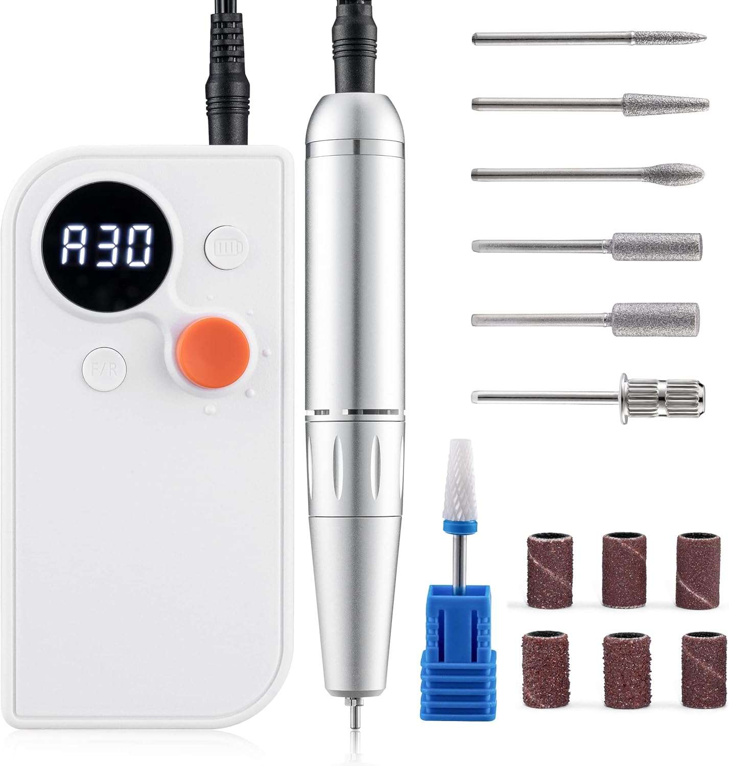 Delanie Rechargeable Nail Drill 30000 rpm, Portable Electric Nail File ...