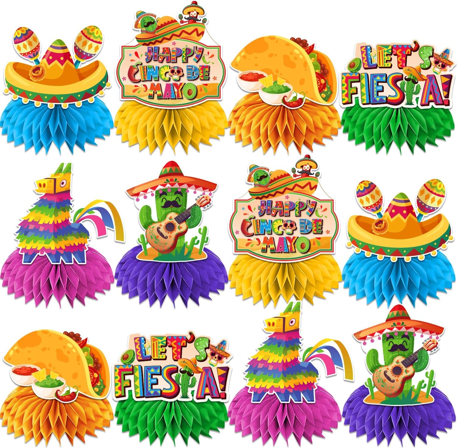 Amazon.com: 12Pcs Cinco De Mayo Table Decorations, Cinco De Mayo Party ...