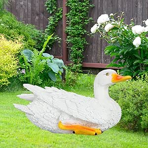Amazon.com: Miriam Song Funny Resin Duck Statue: Lifelike White Duck ...