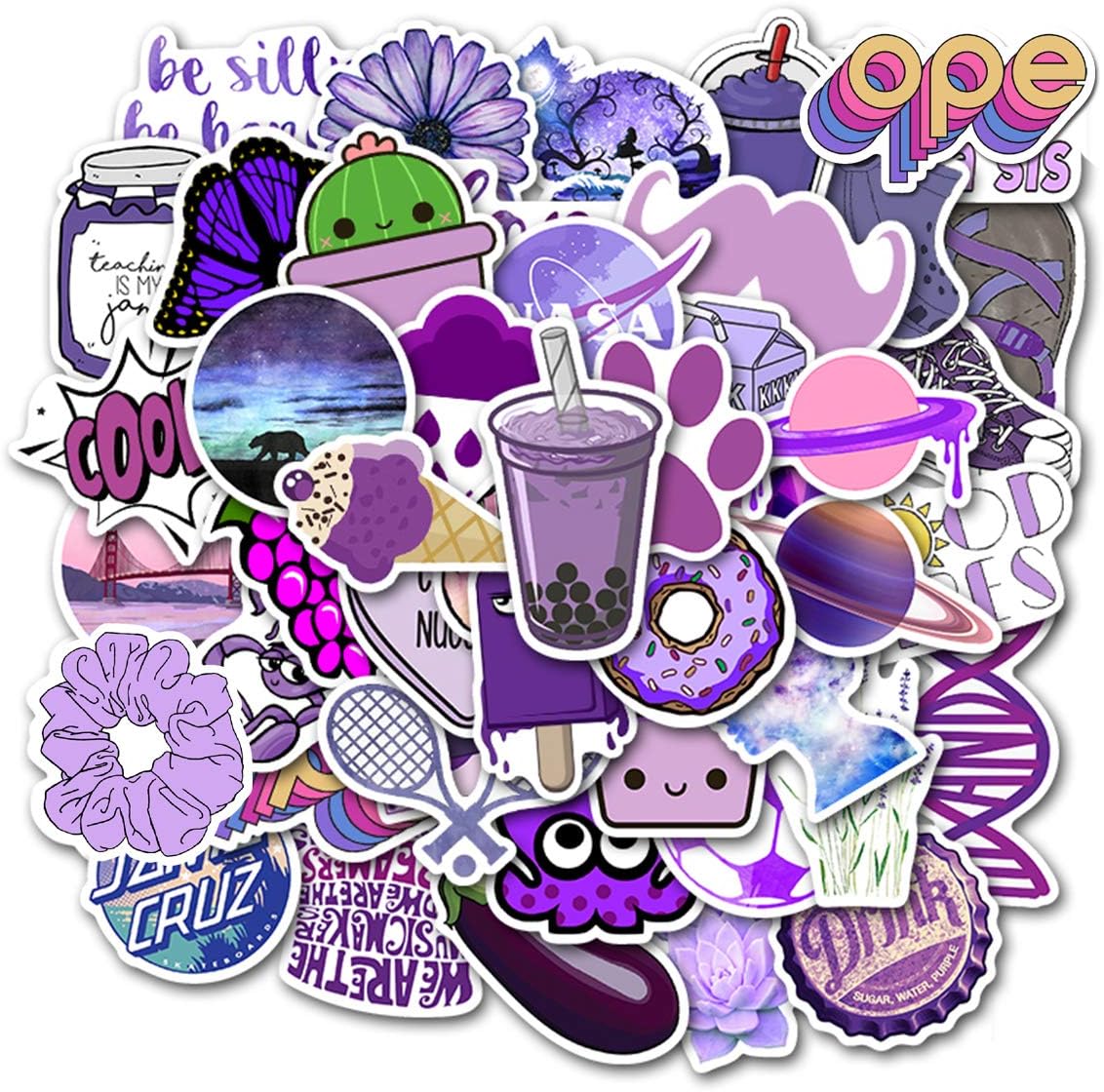 Amazon.com: Purple Stickers for Water Bottles, | Big 50-Pack | Cute ...