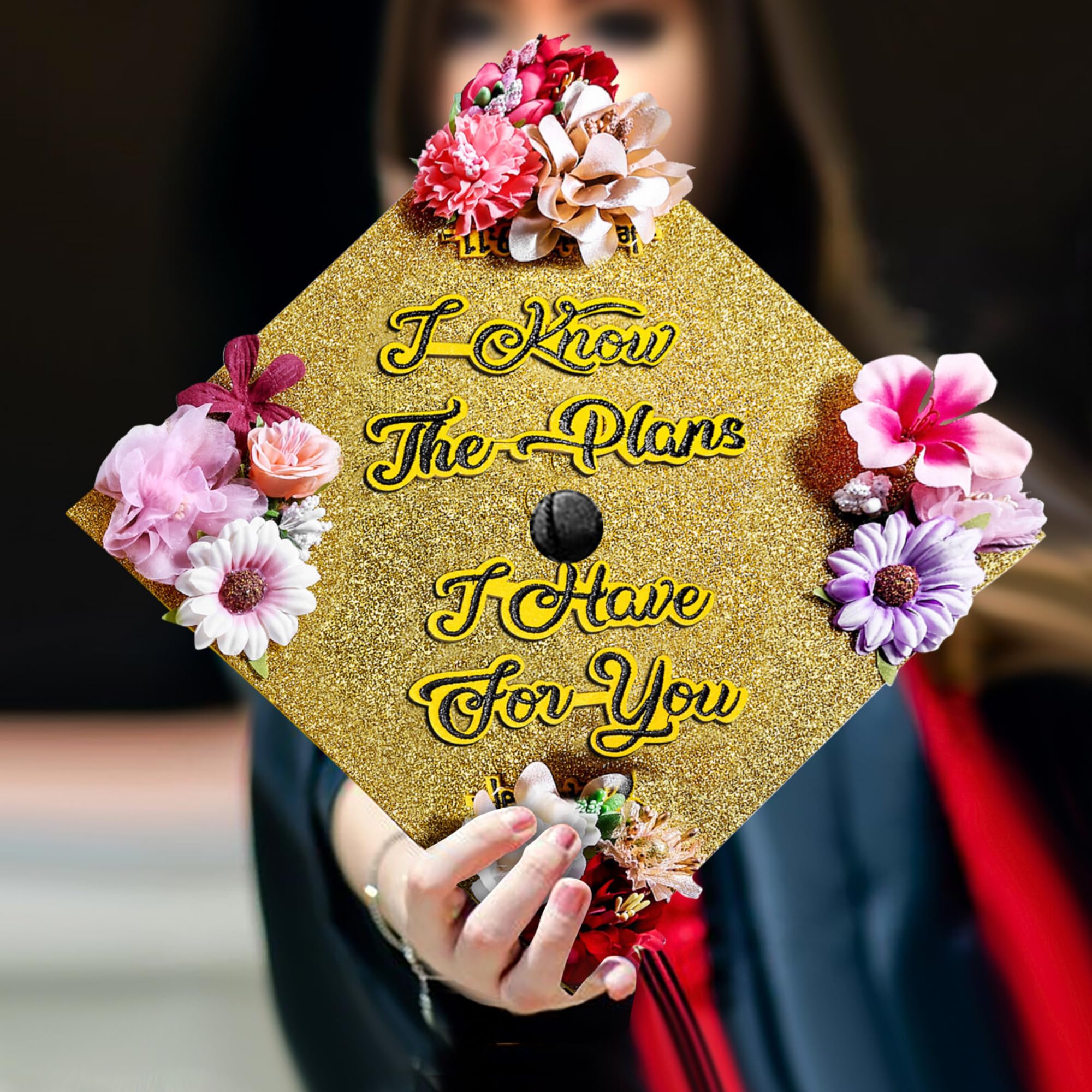 Snapklik.com : GRADWYSE Gold Glitter Graduation Cap Topper