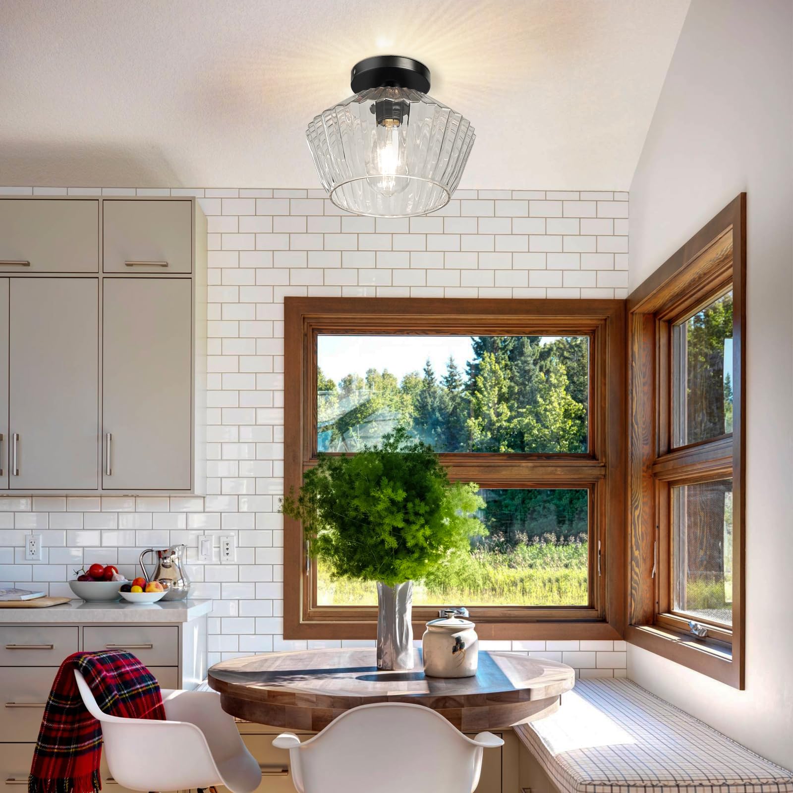 Semi Flush Mount Ceiling Light Fixture,White Glass Shade Ceiling Light ...