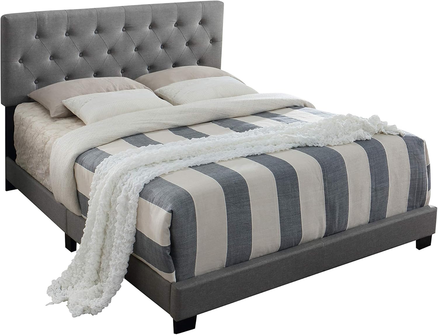 Amazon.com: Spectra Private Brands Austin Upholstered Bed with Diamond ...