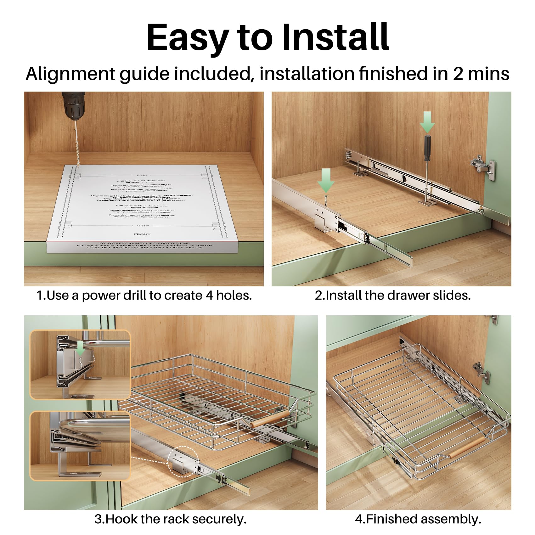 Snapklik.com : 43 CM Net Pull Out Cabinet Organizer,Heavy Duty Storage ...