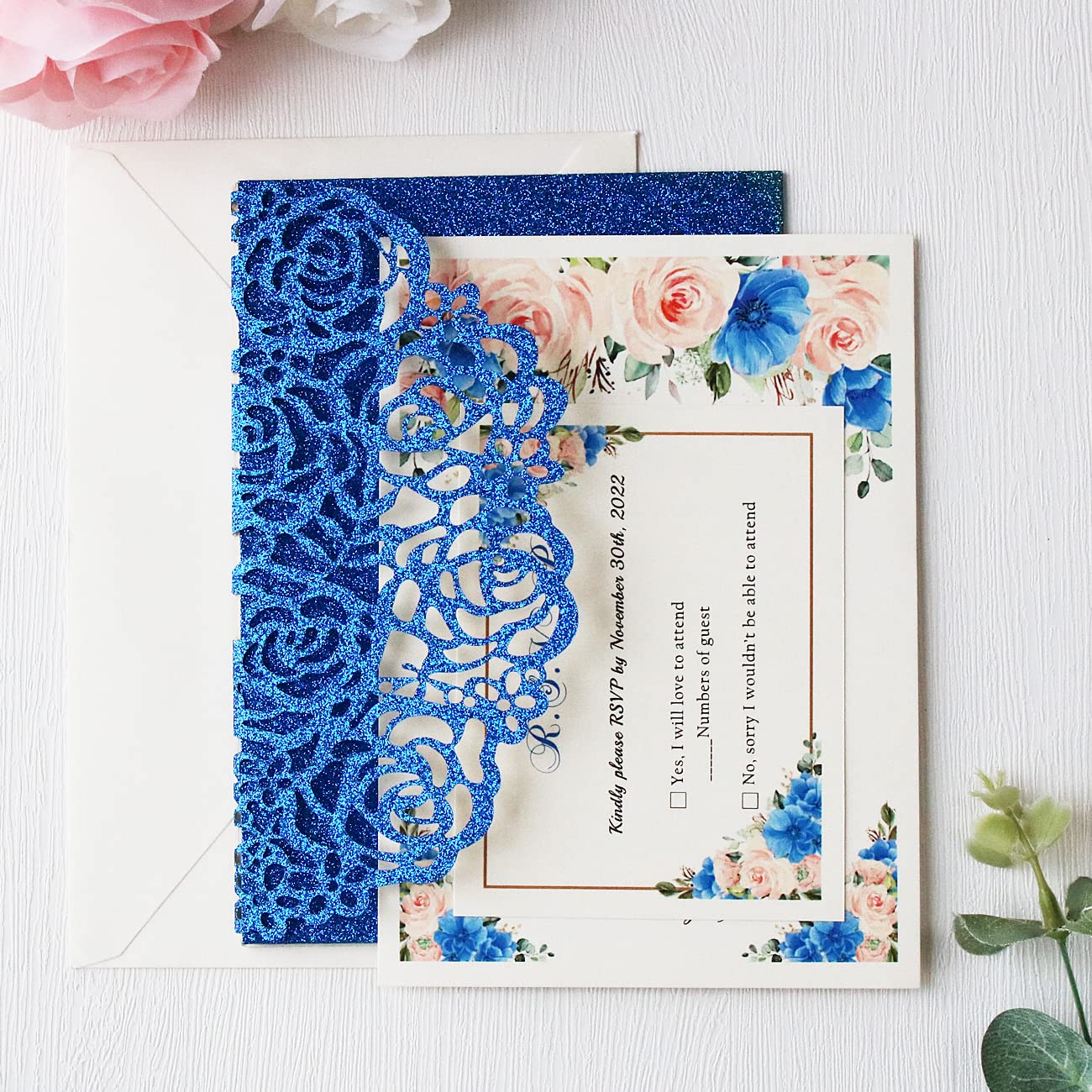 Invitaciones De Boda Azul Real Y Blanco Invitaciones De Boda Real Azul