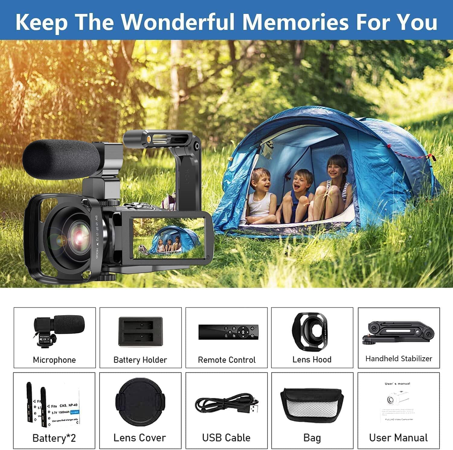 Snapklik.com : Camcorder Video Camera 4K Ultra 48MP 18X Digital Zoom Camcorder WiFi IR Night ...