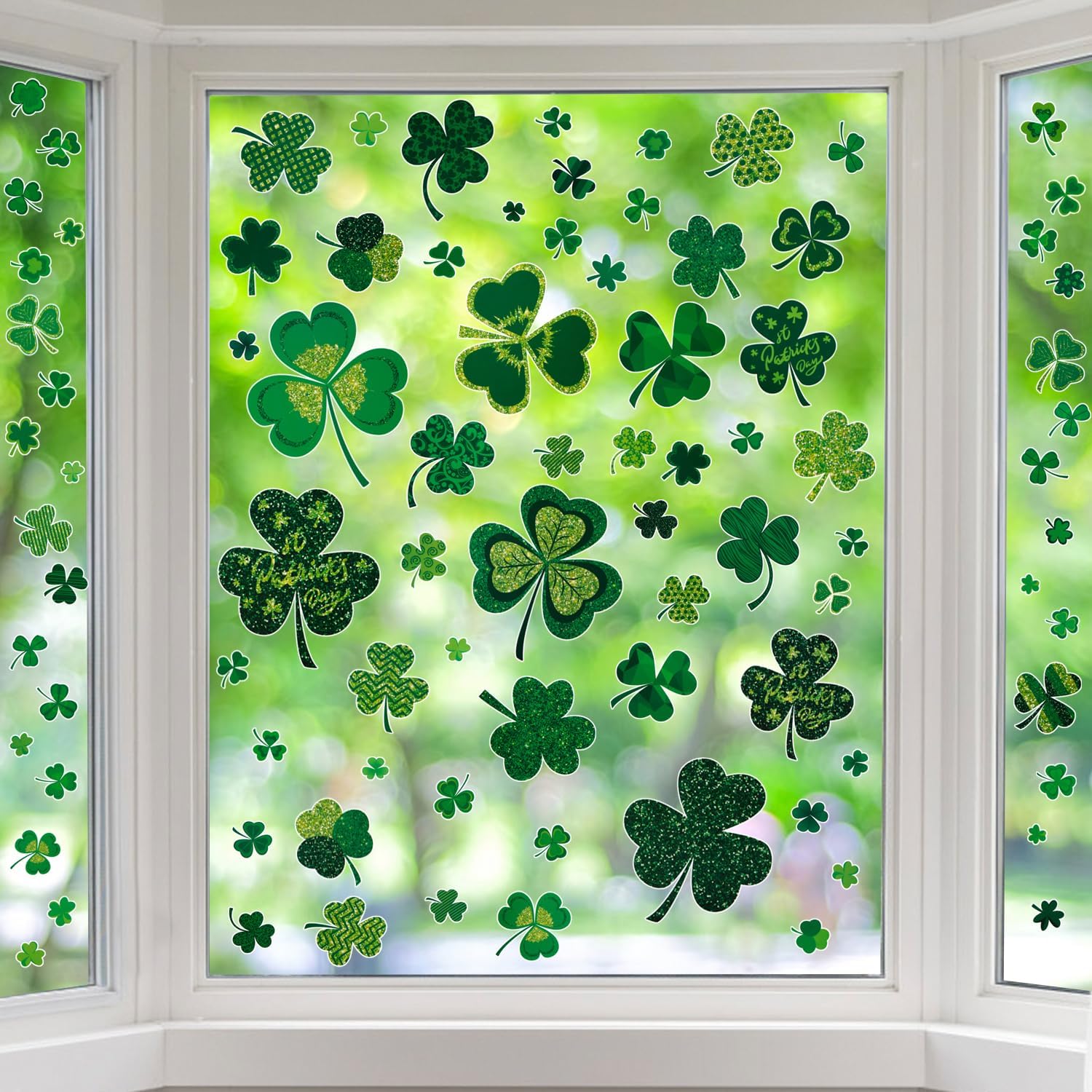 Amazon.com: 8 Sheets St Patricks Day Window Clings, Green Irish Style ...