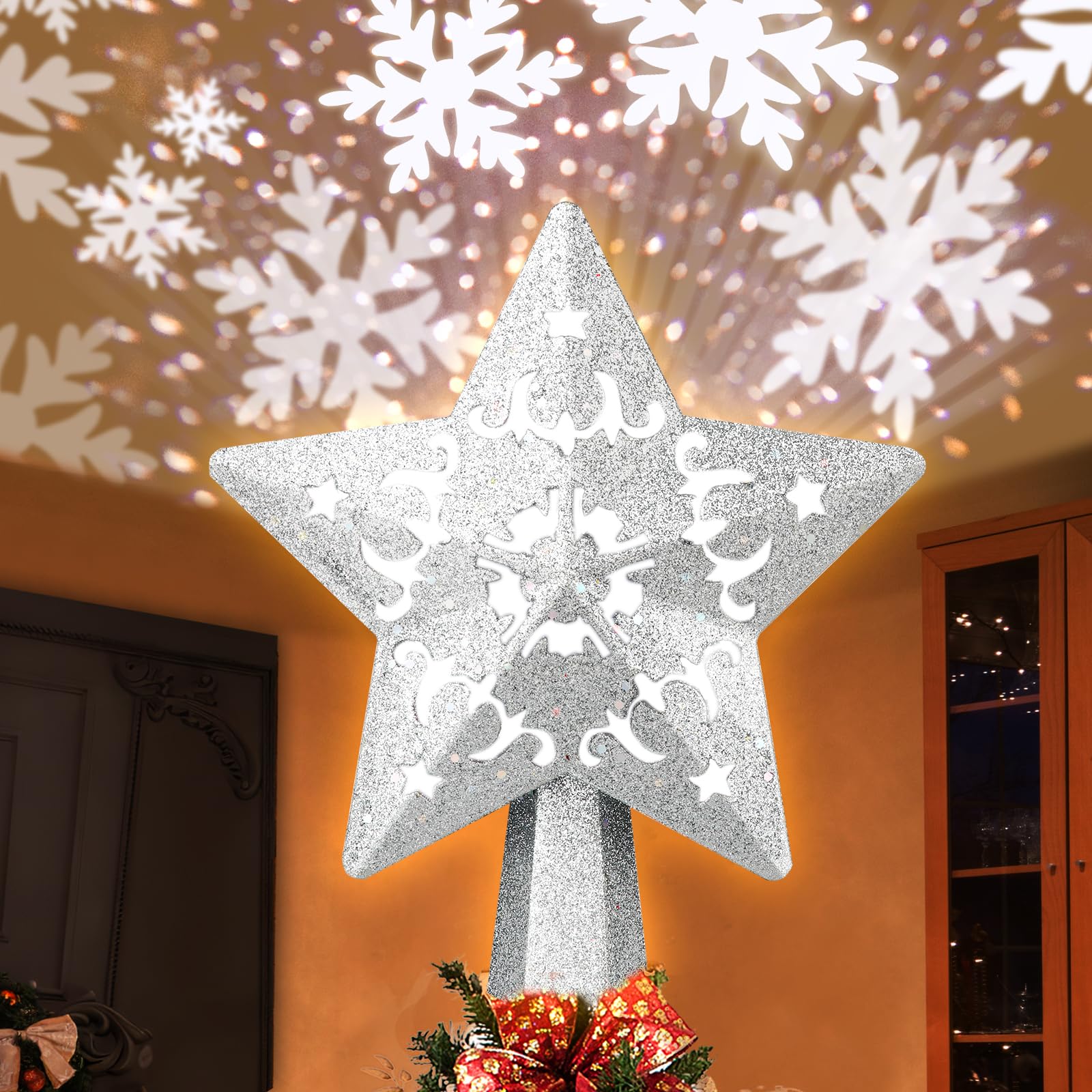 Amazon.com: Christmas Tree Topper Projector, LED Star Tree Topper ...