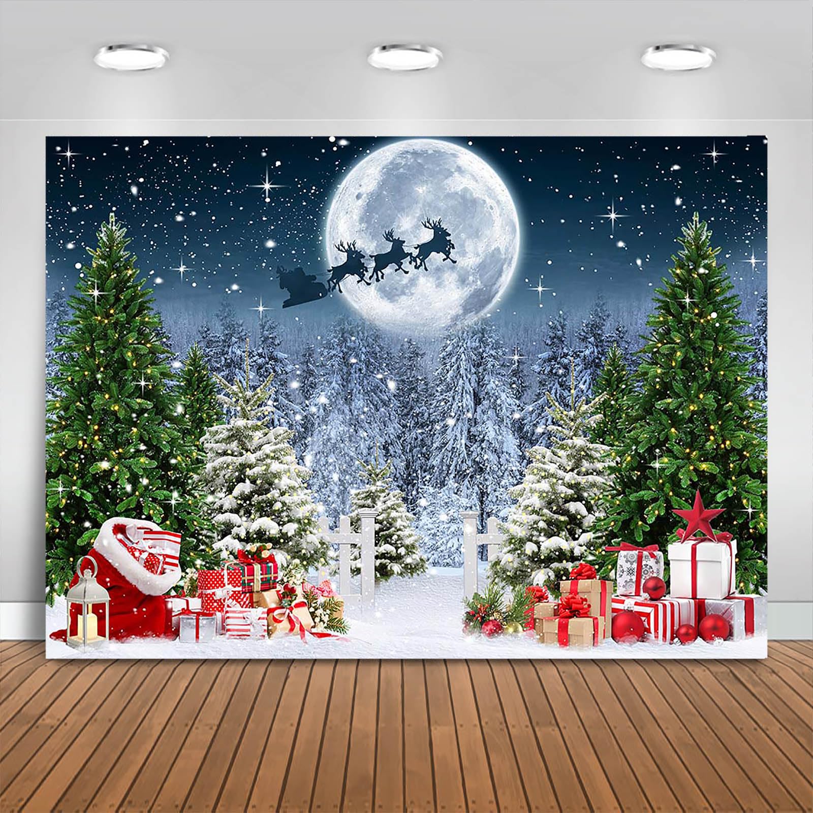 Fitumiw Christmas Night Photography Backdrop 7x5ft Xmas Tree Winter ...
