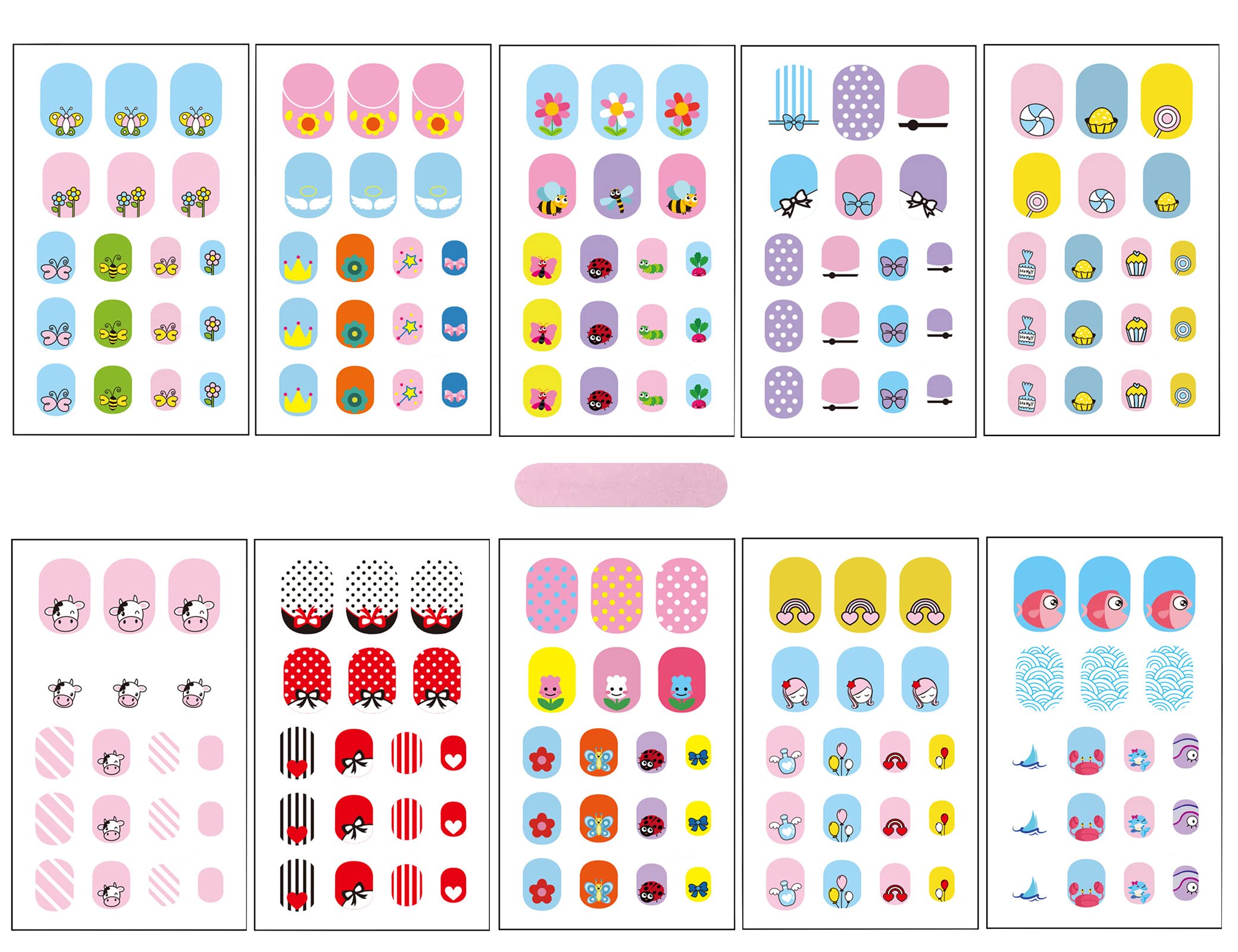 Amazon.com: Kids Nail Stickers Full Nail Wraps Self Adhesive Nail ...