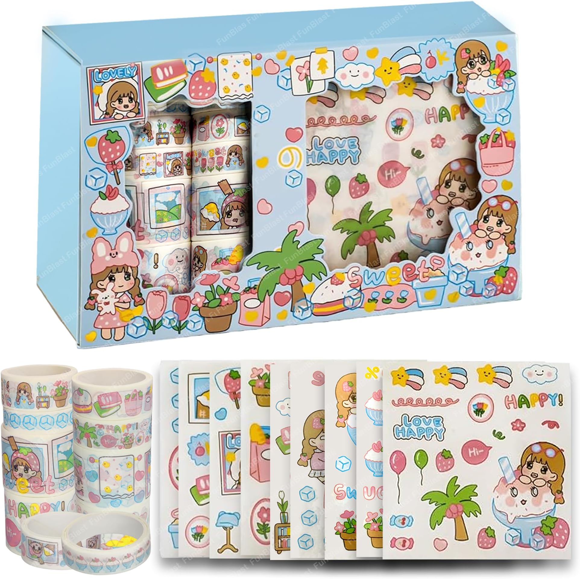 FunBlast Washi Tape Set - 100 Pcs Designer Decorative Masking Tapes ...