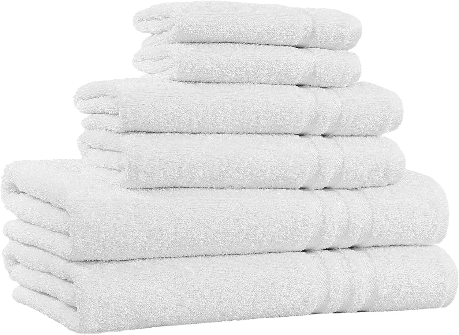 Amazon.com: 100% Cotton 6-Piece Towel Set - 2 Bath Towels, 2 Hand ...