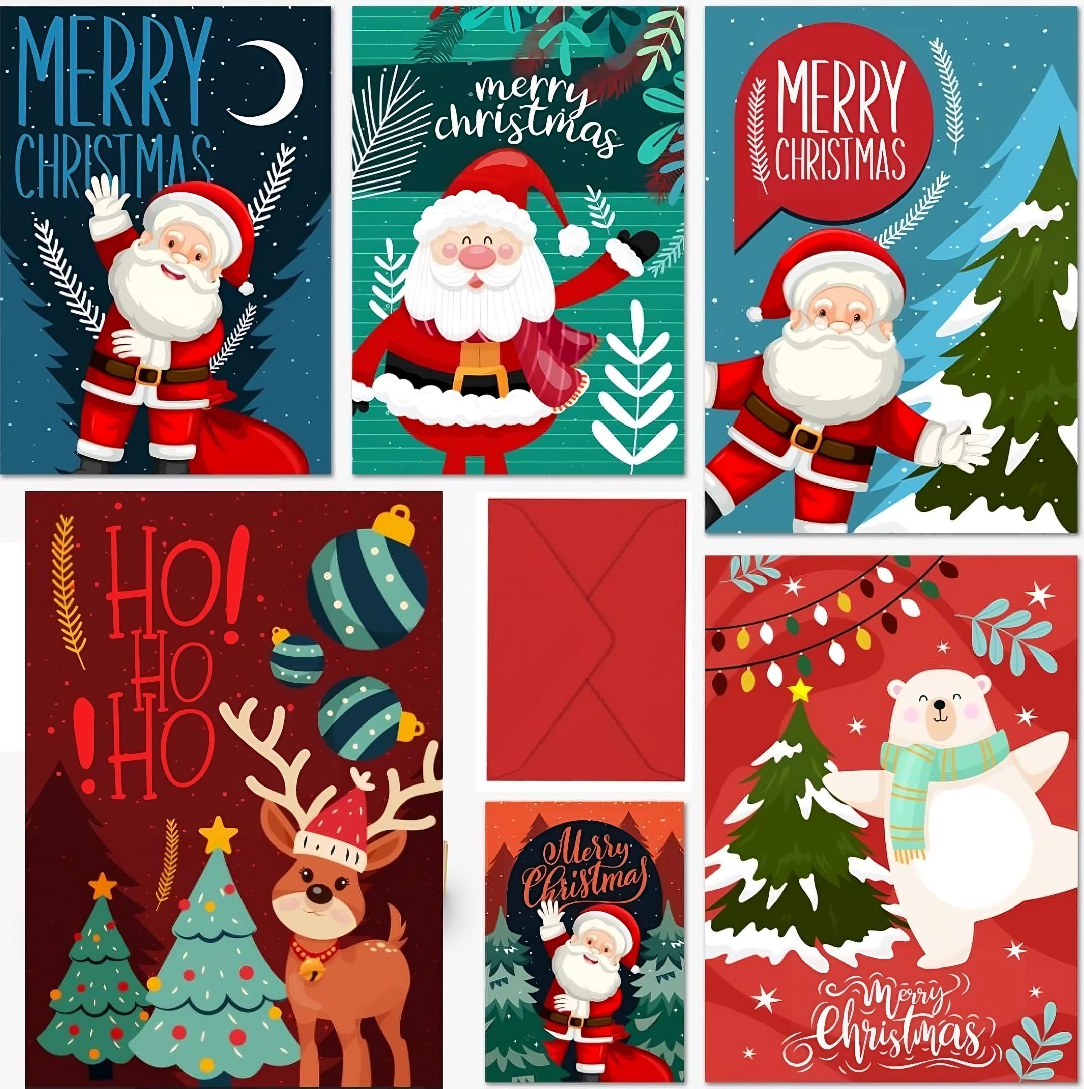 Giftinghouse Christmas Cards Multipack of 24/48 Xmas Santa cards for ...