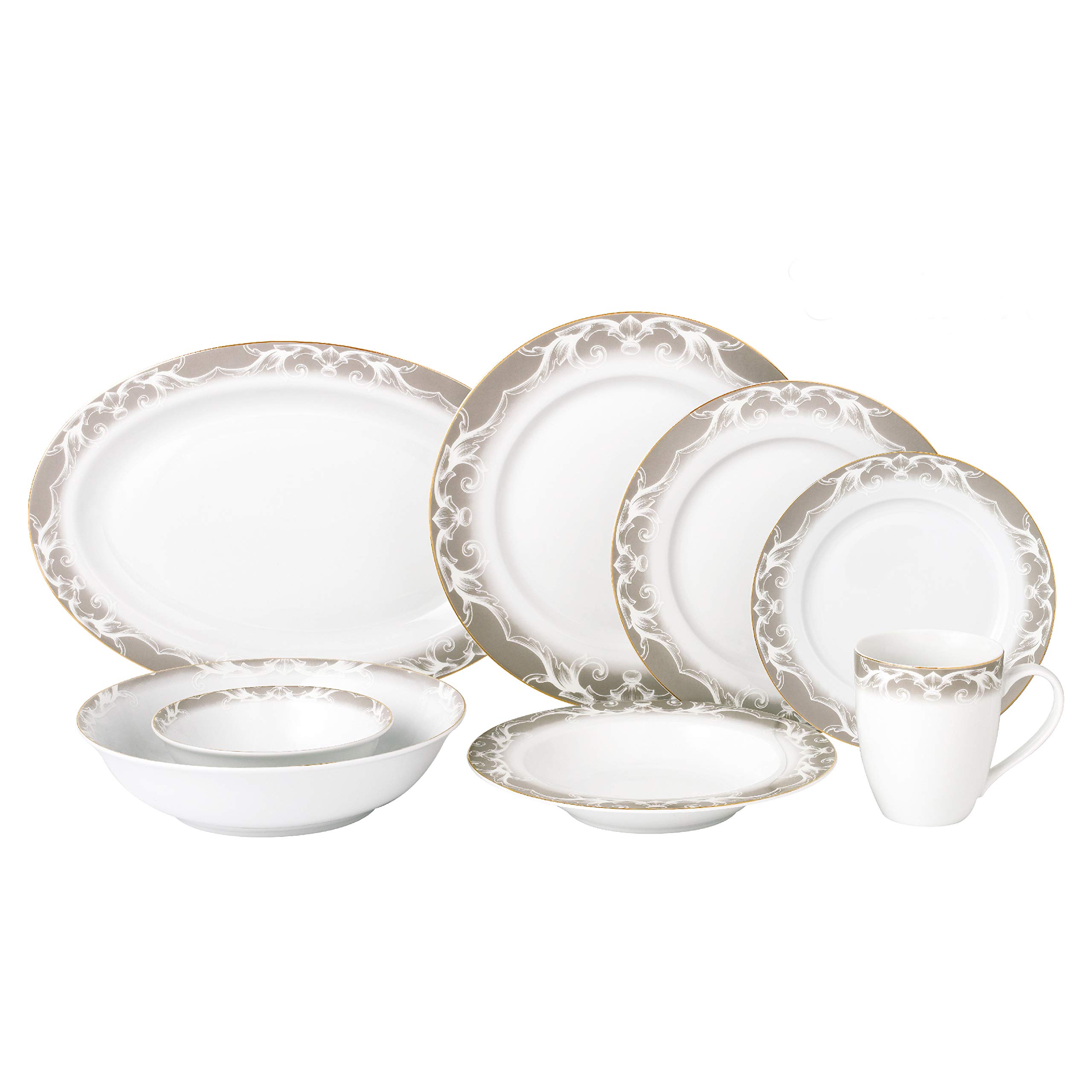 Amazon.com | Lorren Home Trends Porcelain Dinnerware Set, 20-Piece ...