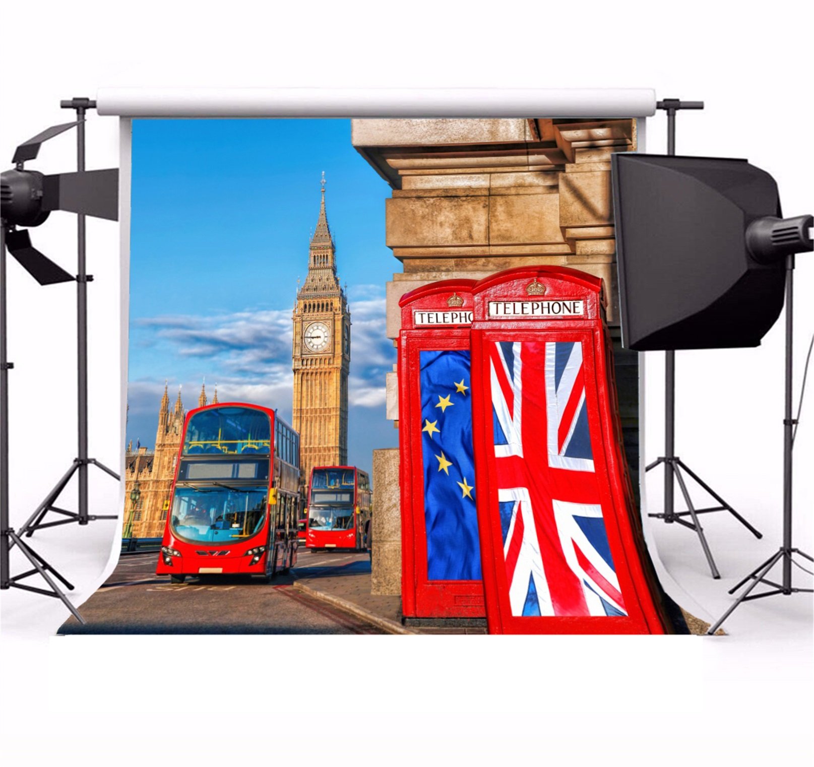 Buy AOFOTO 10x10ft London Streetscape Backdrop Red Telephone Booth ...