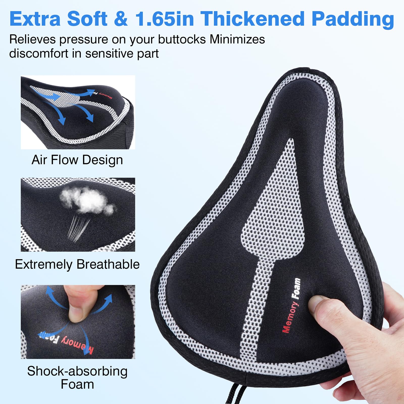 Gel Bike Seat Cover Saddle Cushion Enlee Bike Shock Absorption Comfortable Foam Mafia Seat