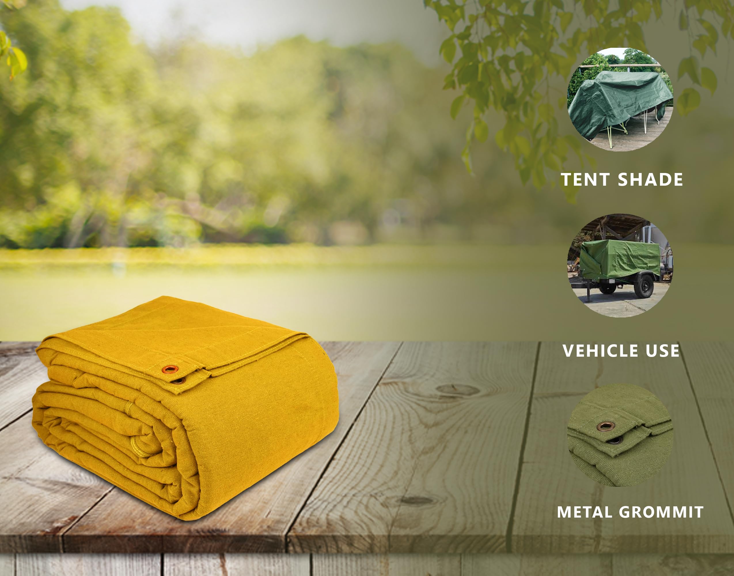 Zuperia 1 Pack Canvas Tarp 12` x 16` ft, 28 MIL, with Rustproof ...