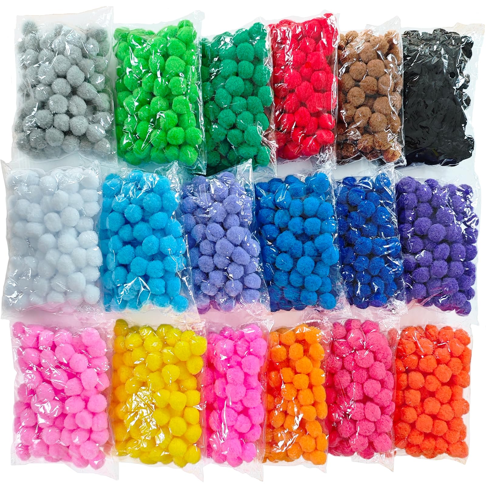 Amazon.com: 1800 Pcs 1 Inch Assorted Pompoms with 100pcs Wiggle Googly ...