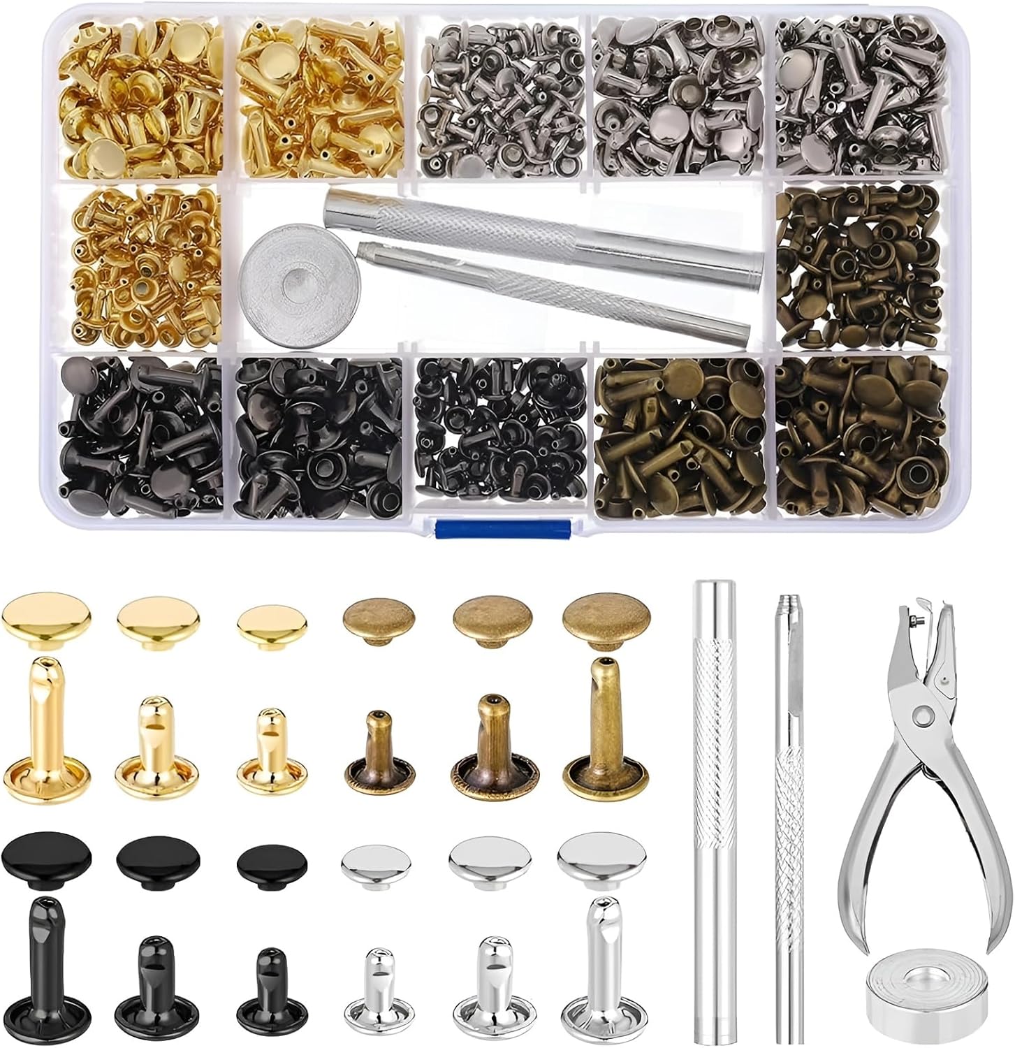240 Sets of Leather Rivets with Punch Pliers and Fixing Tools,Leather ...
