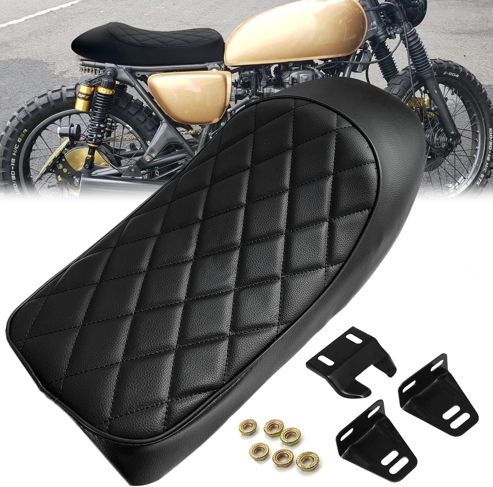 Amazon.com: Motorcycle Cafe Racer Seat Universal Flat Brat Vintage ...