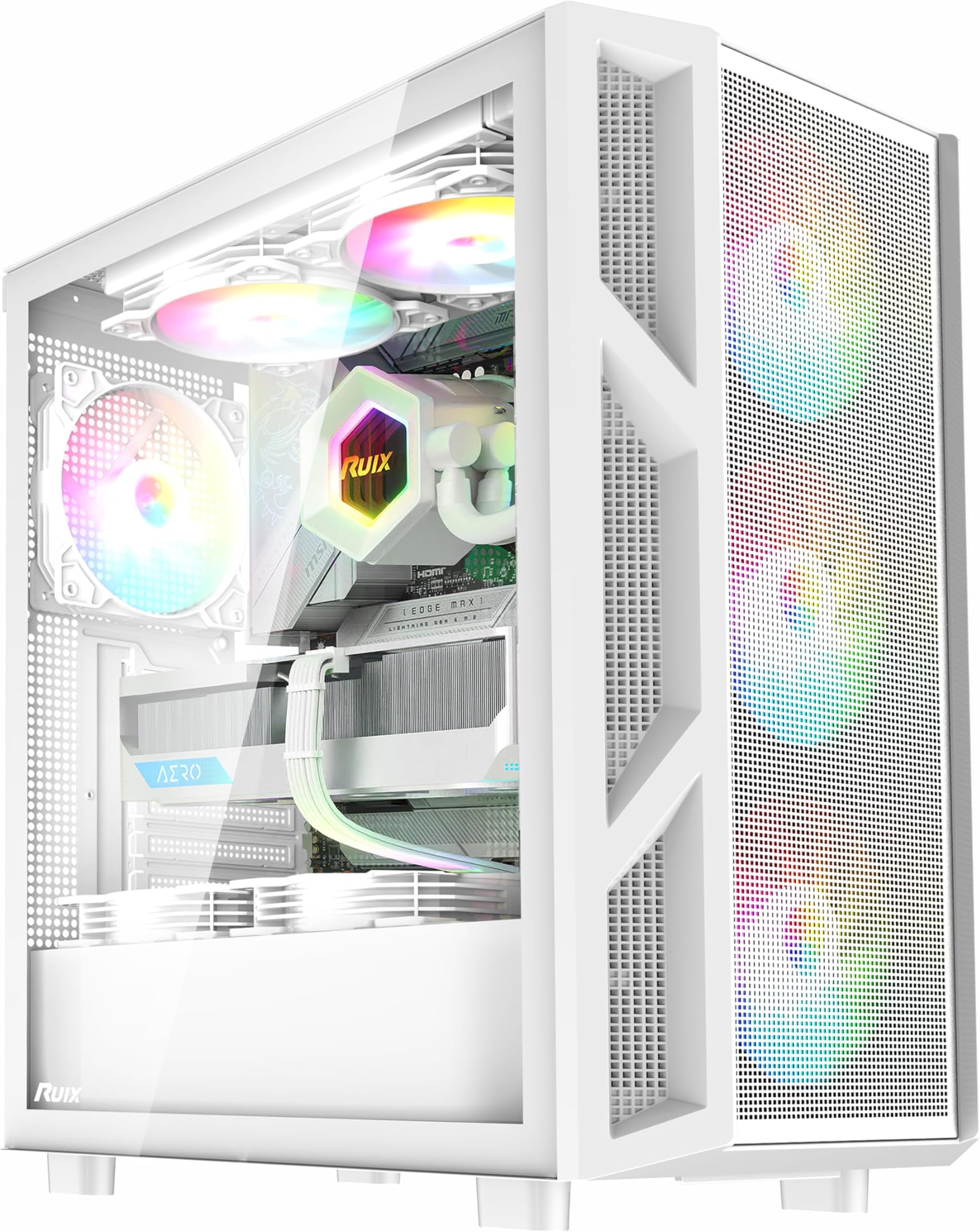 Amazon.com: RUIX CV103 ATX Mid-Tower PC Case, Pre-Installed 4 x 120mm ...