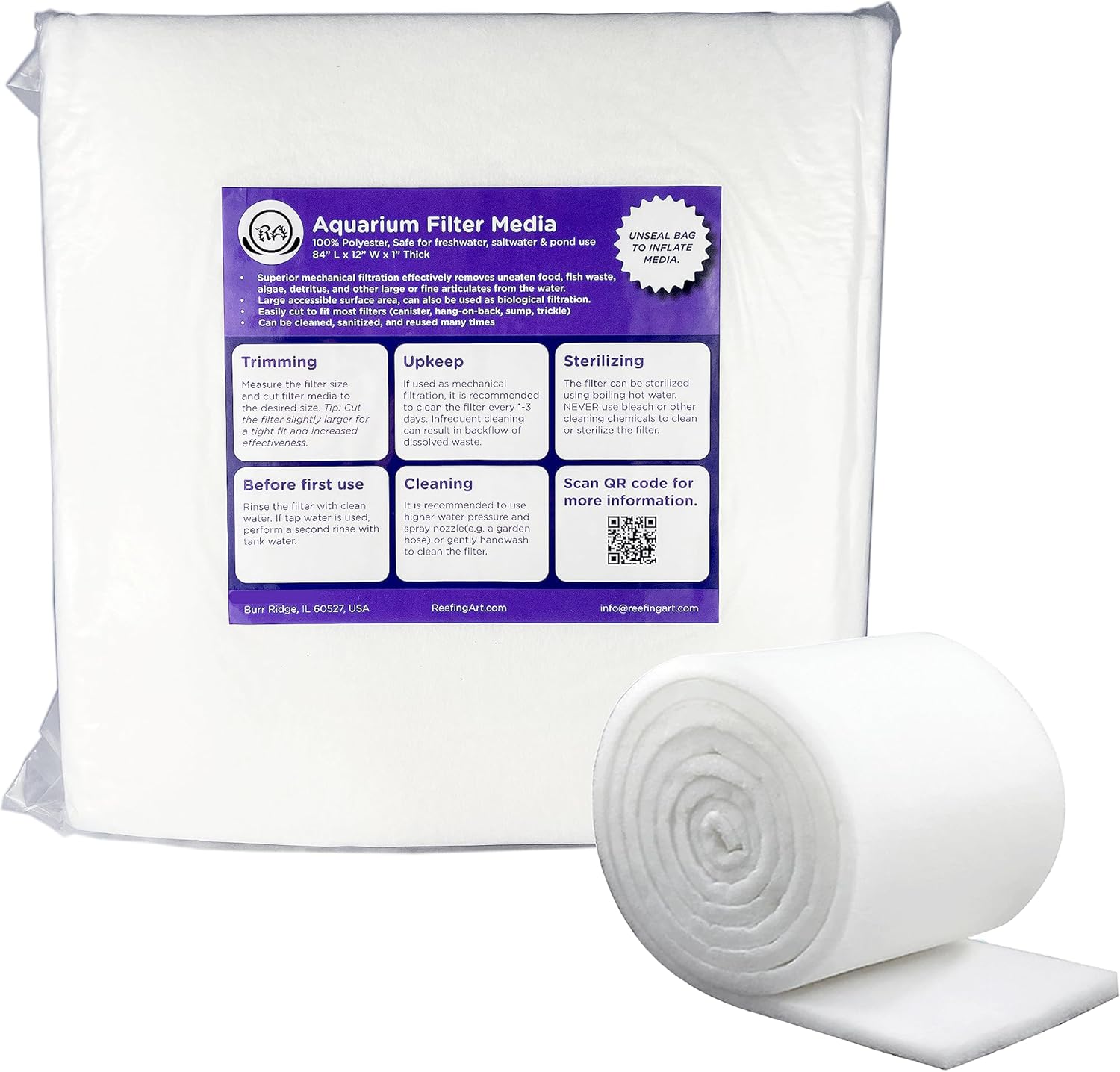 Amazon.com : Reefing Art Aquarium Filter Pad Fine Media Roll 12" X 84 ...