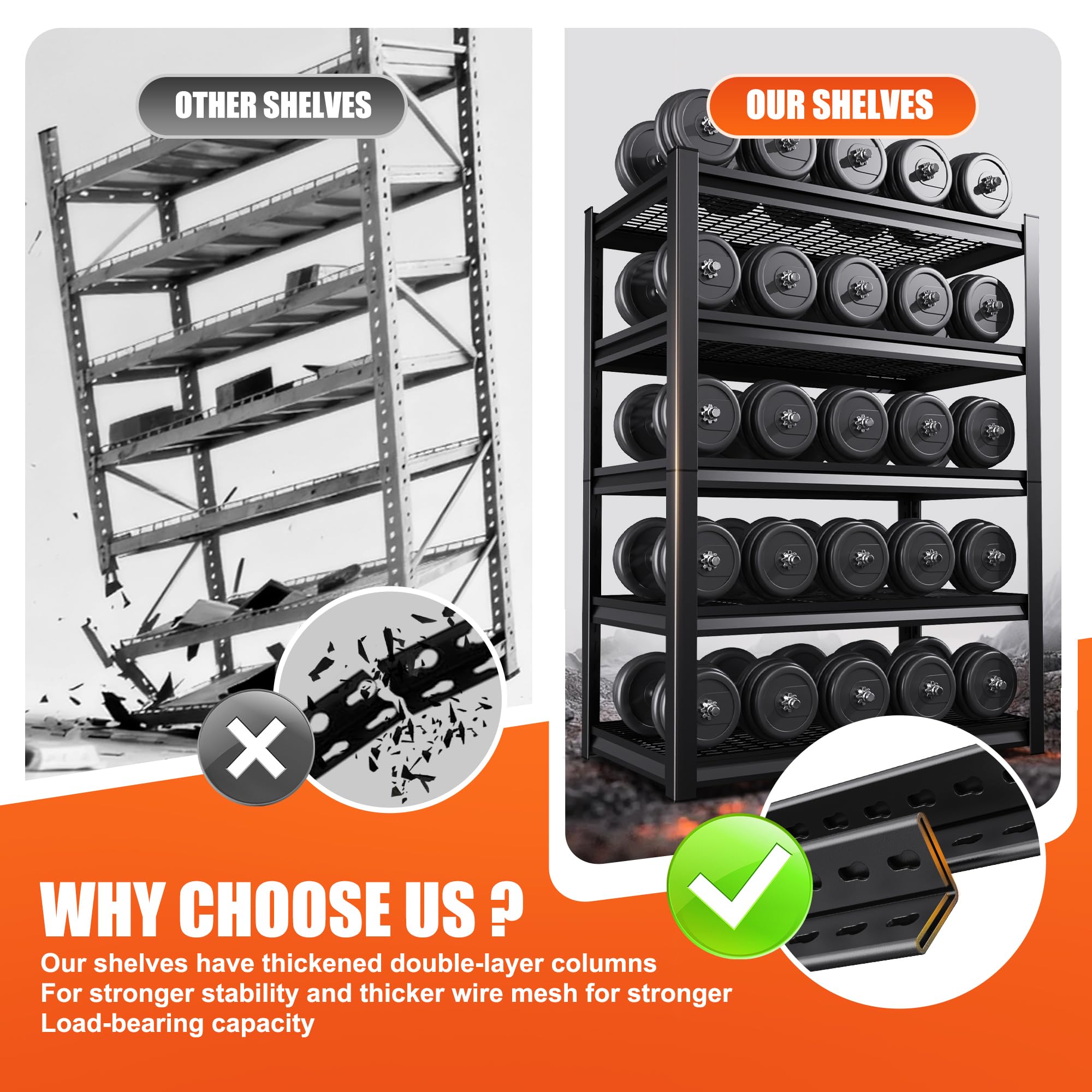 Snapklik.com : 71" H Garage Shelving Heavy Duty 5-Tier Storage Shelves ...