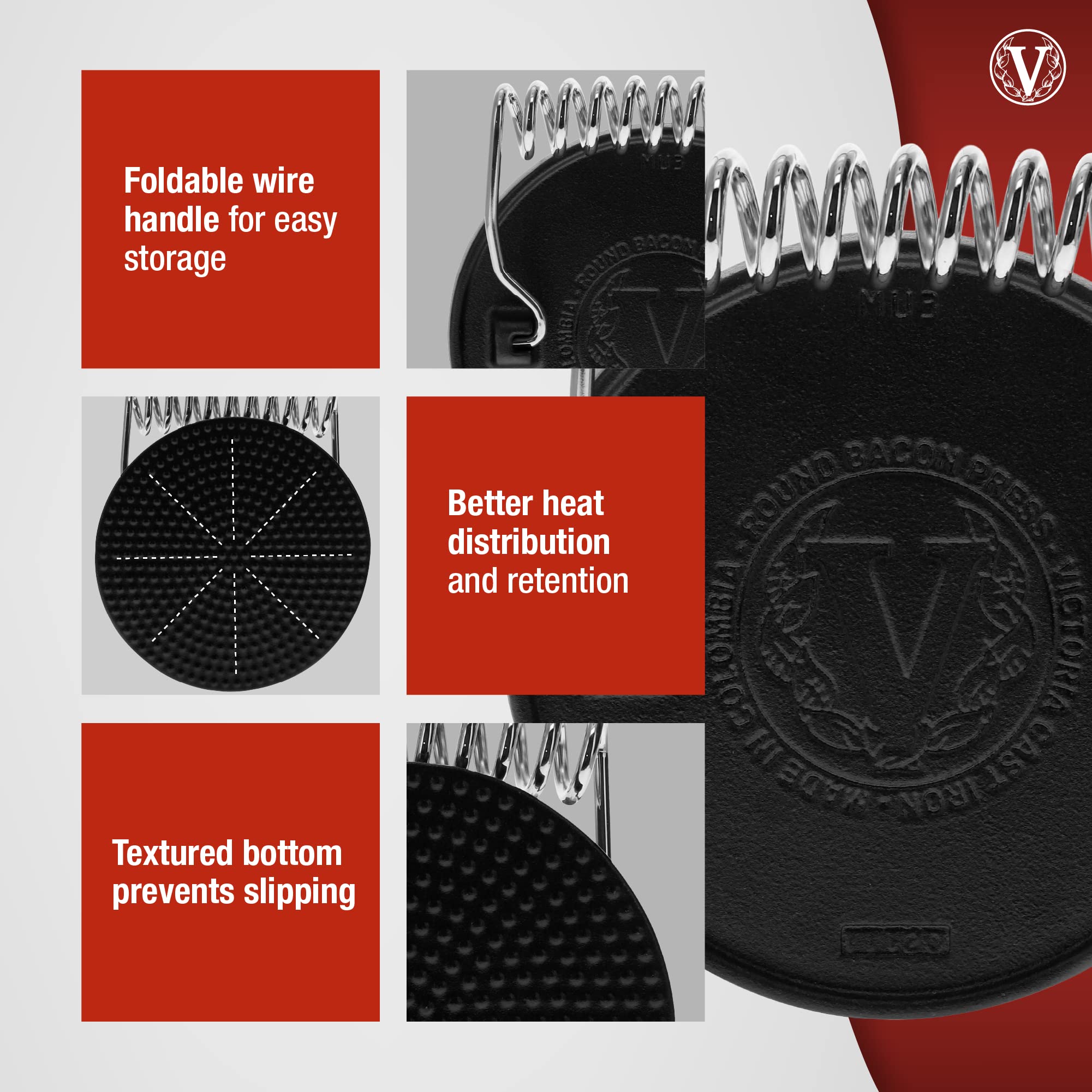 Snapklik.com : Victoria Round Cast Iron Meat Press