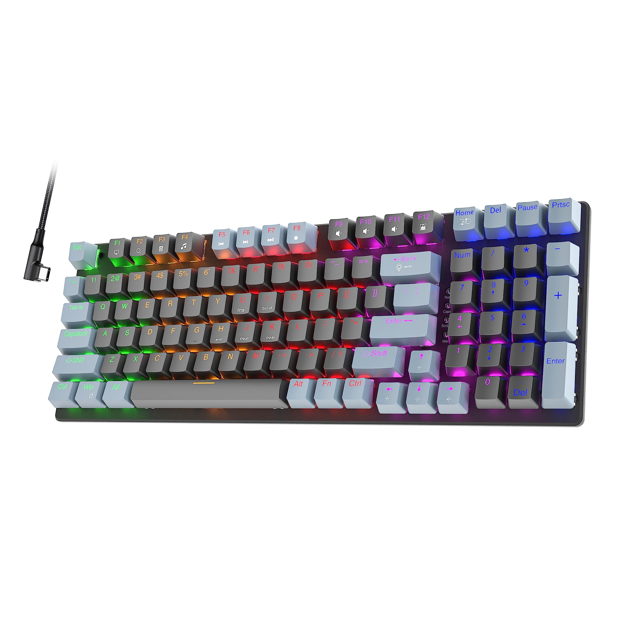 Buy Mechanical Gaming Keyboard, 98 Keys RGB Backlit Full Size Keyboard ...