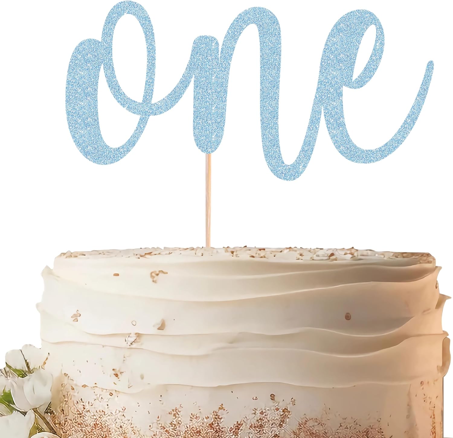 Amazon.com: EONNCNT One Cake Topper - Light Blue Glitter 1st Birthday ...