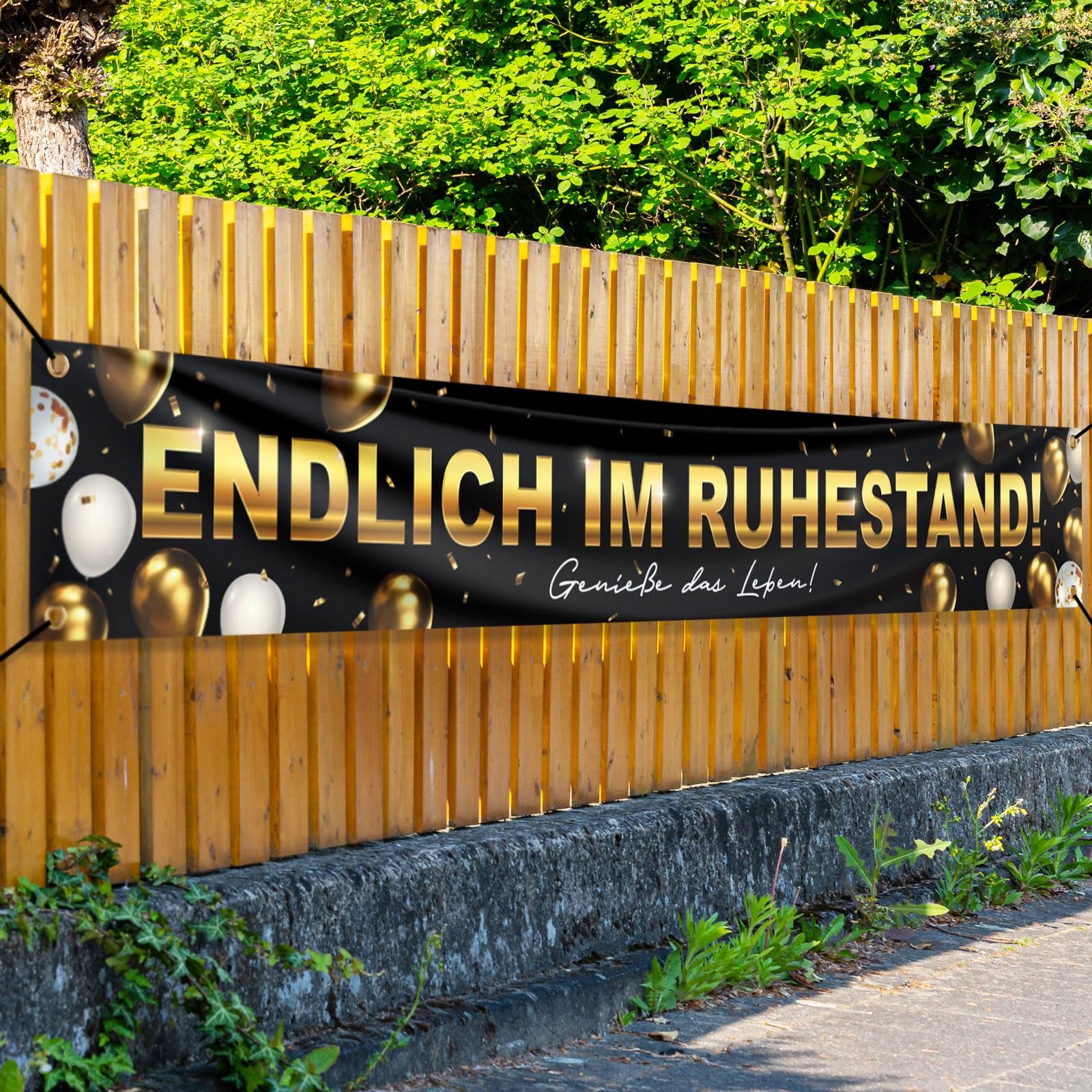 BETESSIN Ruhestand Deko Schwarz-Gold - Endlich im Ruhestand Banner ...