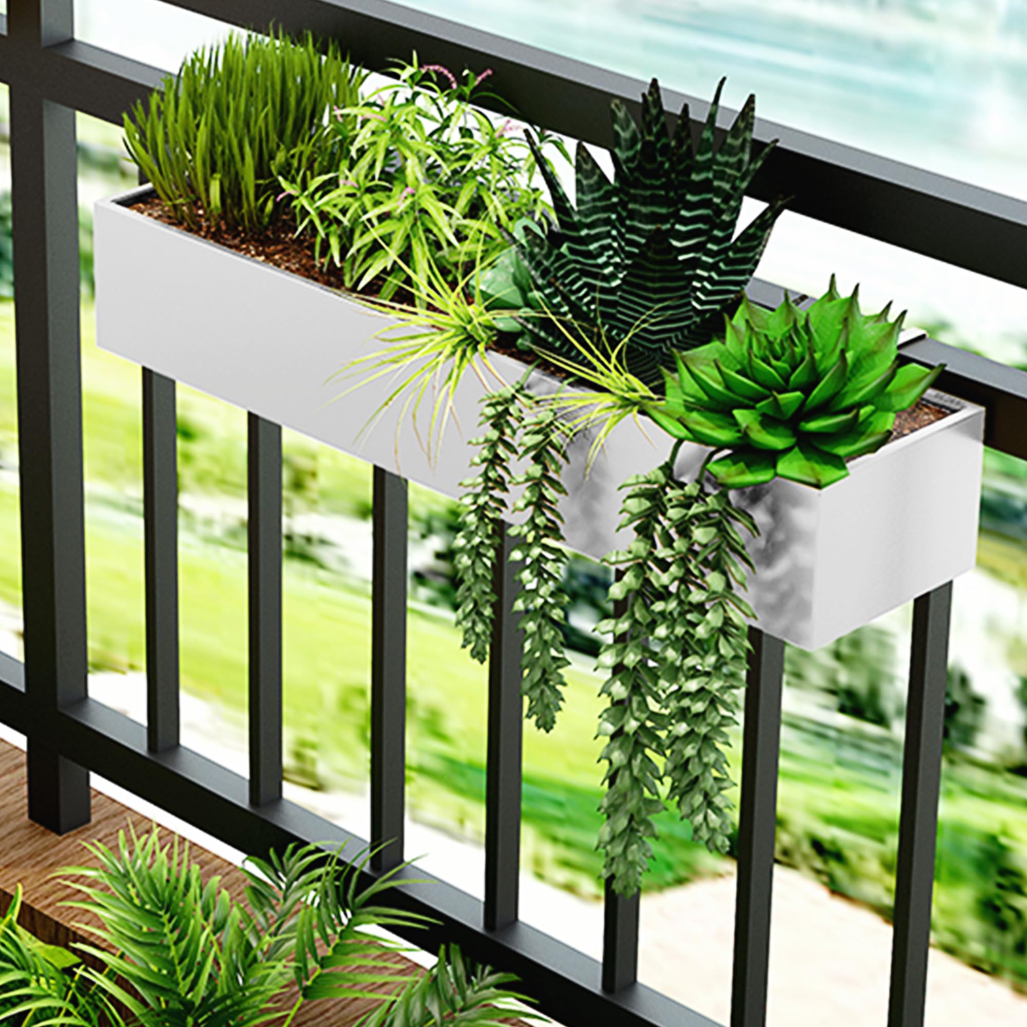 Metal Deck Railing Planters 36" On Top Of Rail Planter