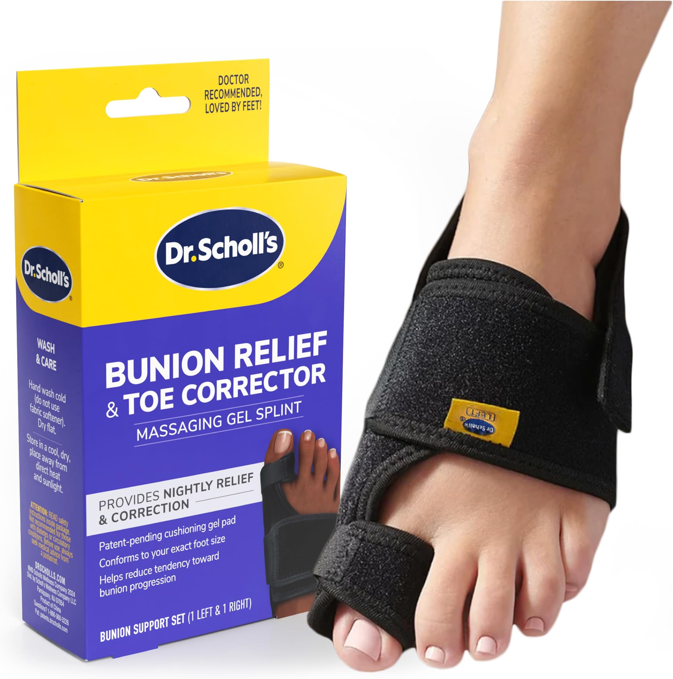Amazon.com: Dr. Scholl's BUNION RELIEF & TOE CORRECTOR // Massaging Gel ...