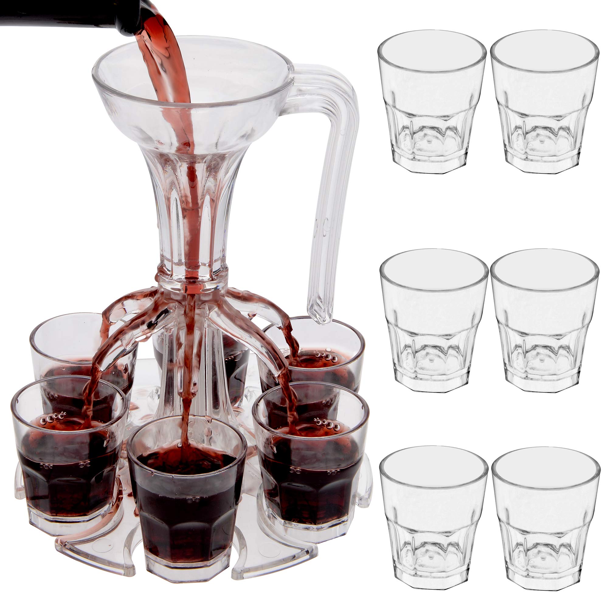 Amazon.com | Shot Dispenser | Comes With 6 Acrylic Shot Glasses | Pours ...