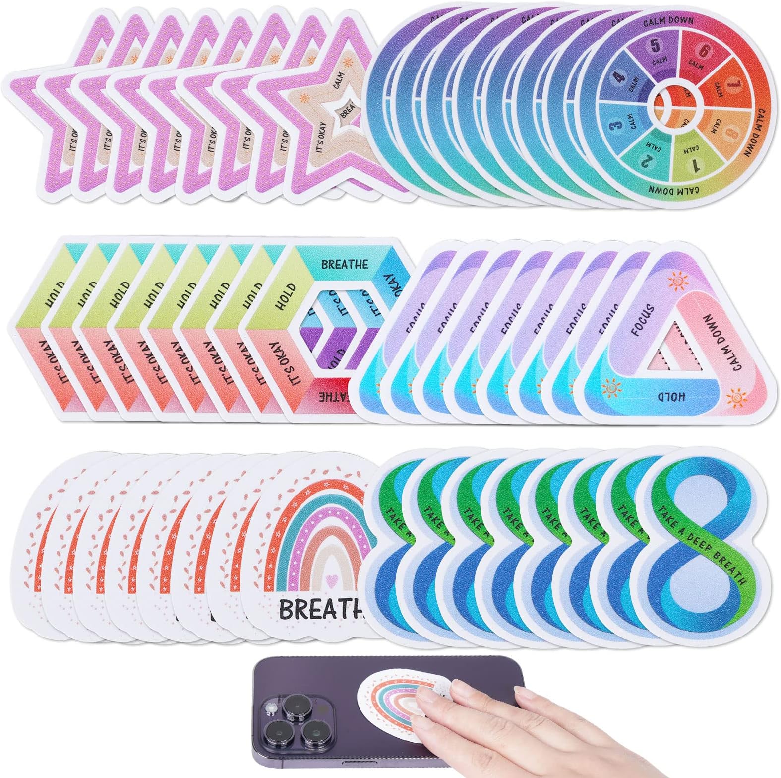 Amazon.com : Crtiin 100 Pack Sensory Strips Anxiety Stickers Adhesive ...