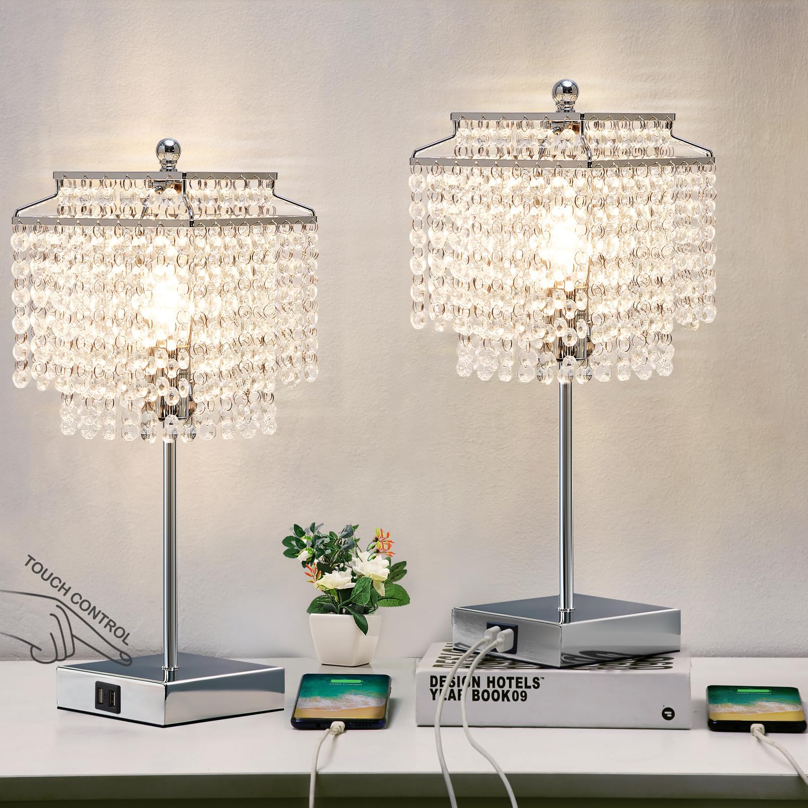 SQUARE FURNITURE Crystal Strings Table Lamp - Silver - Amazon.com